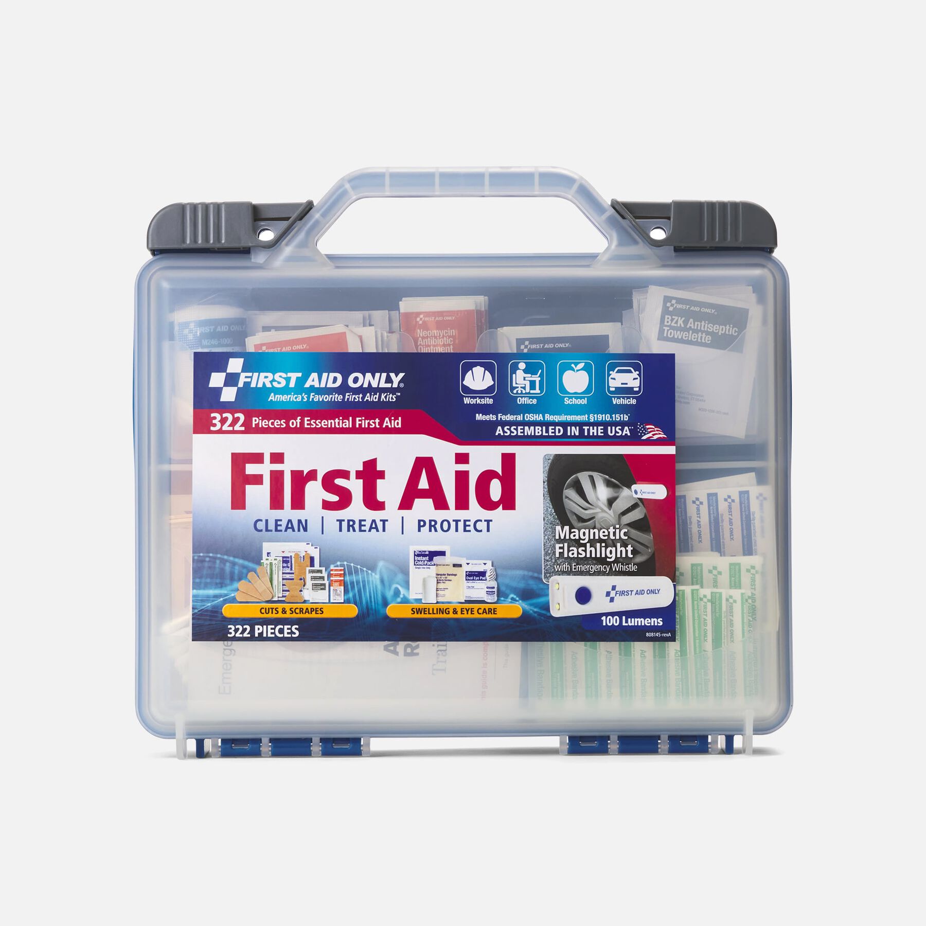 FSA Eligible First Aid Only Clear Cover Intermed First Aid Kit with ...