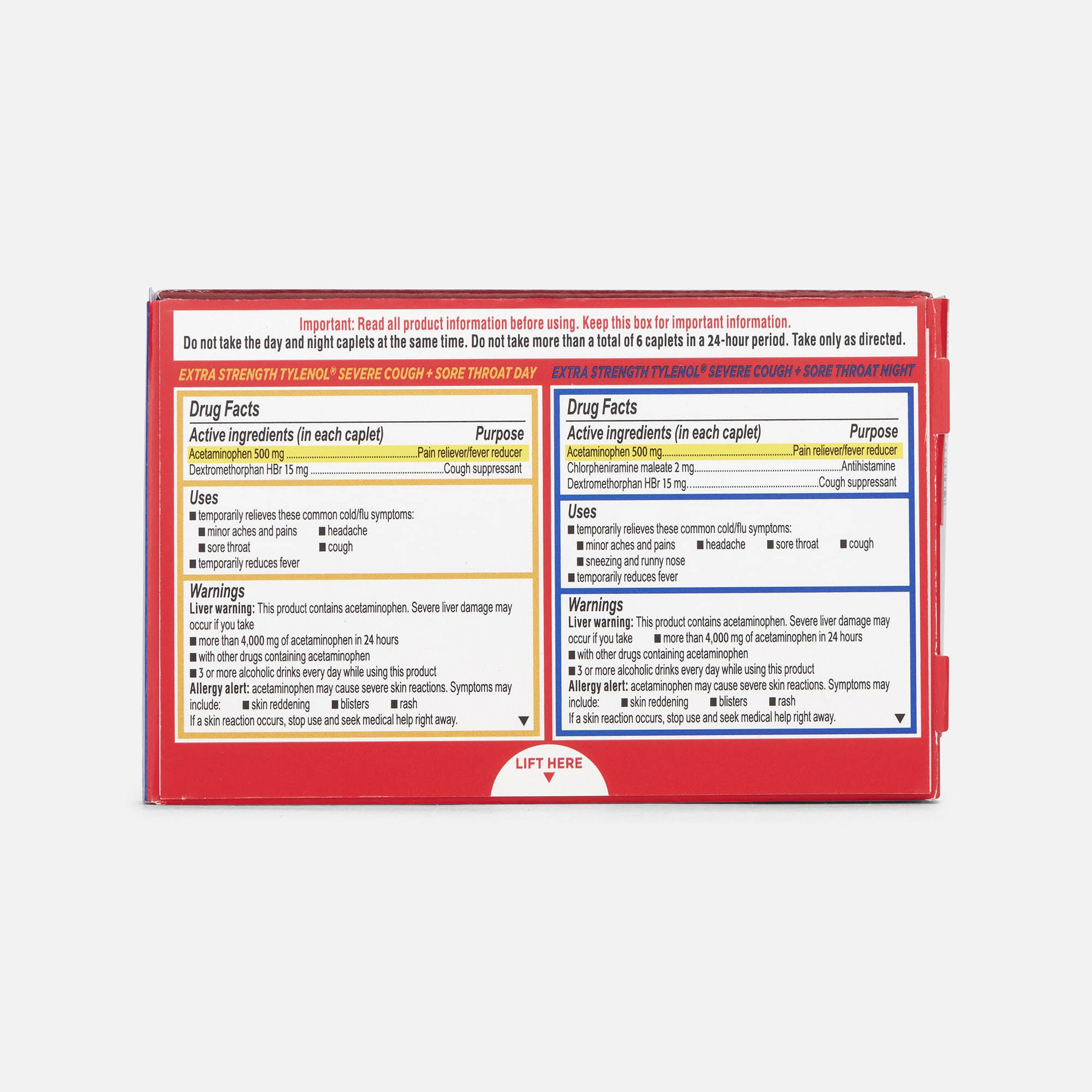 FSA Eligible Tylenol Cold Extra-Strength Severe Cough + Sore Throat Day ...