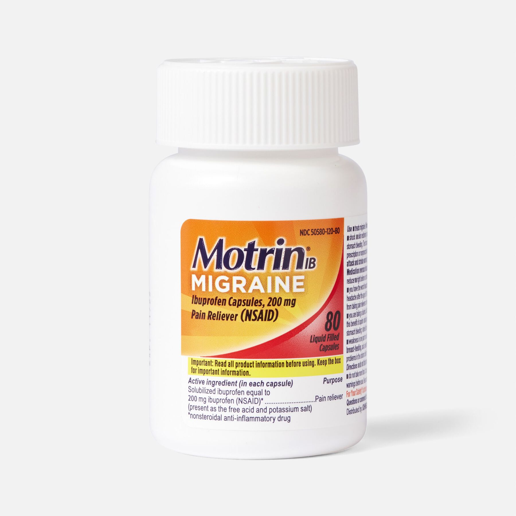 Motrin IB Migraine Liquid Filled Caps, 200 mg, 80 ct