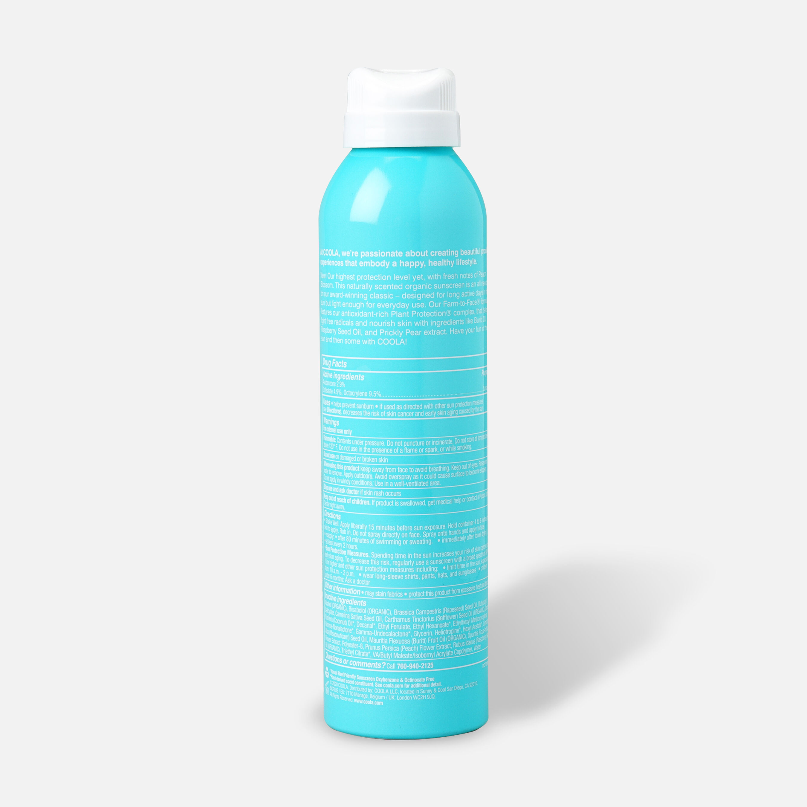 Coola Classic Body Organic Sunscreen Spray SPF 70 Peach Blossom, 6 oz.