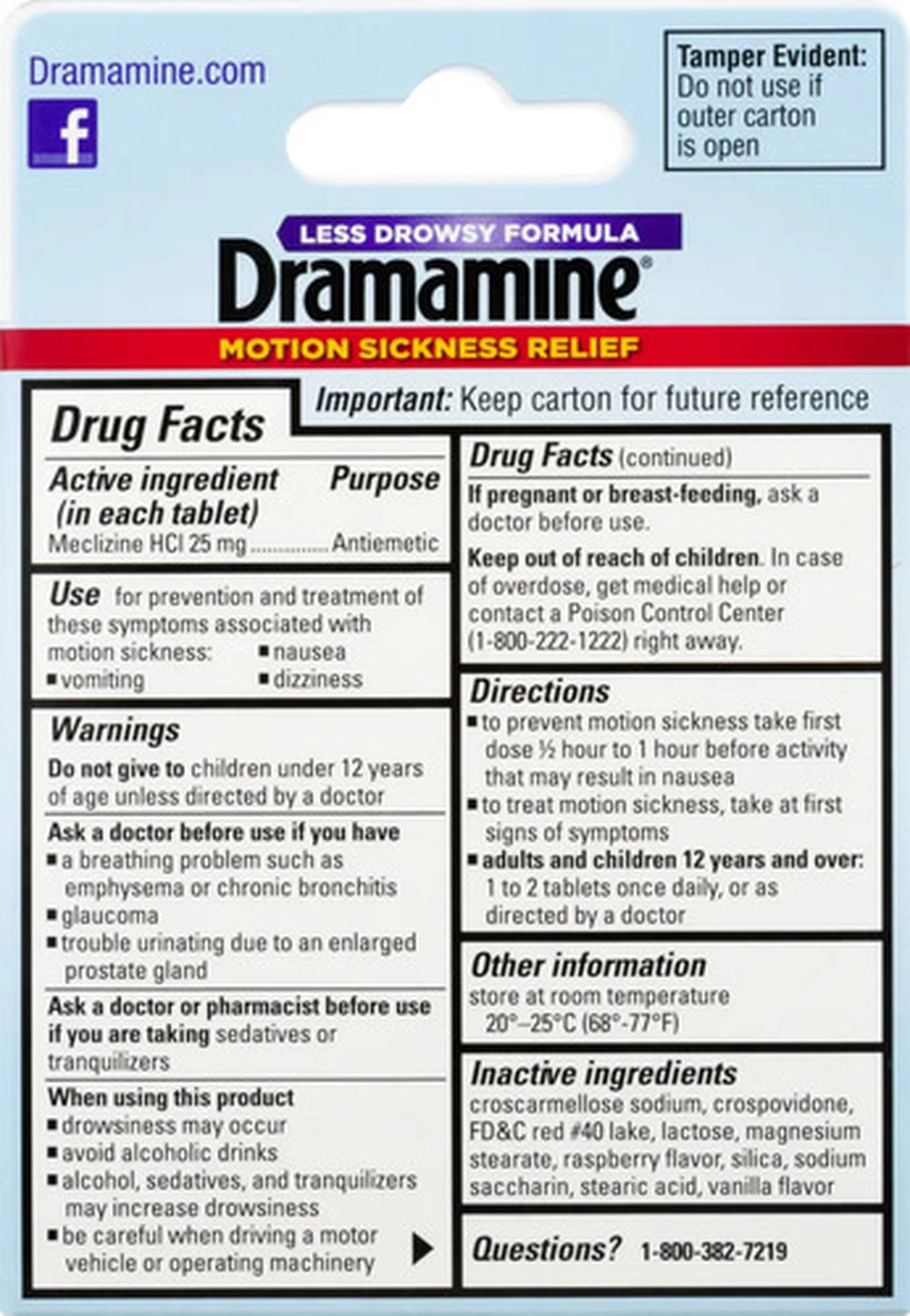 Dramamine Motion Sickness Relief All Day Chewable Tablets, Raspberry ...