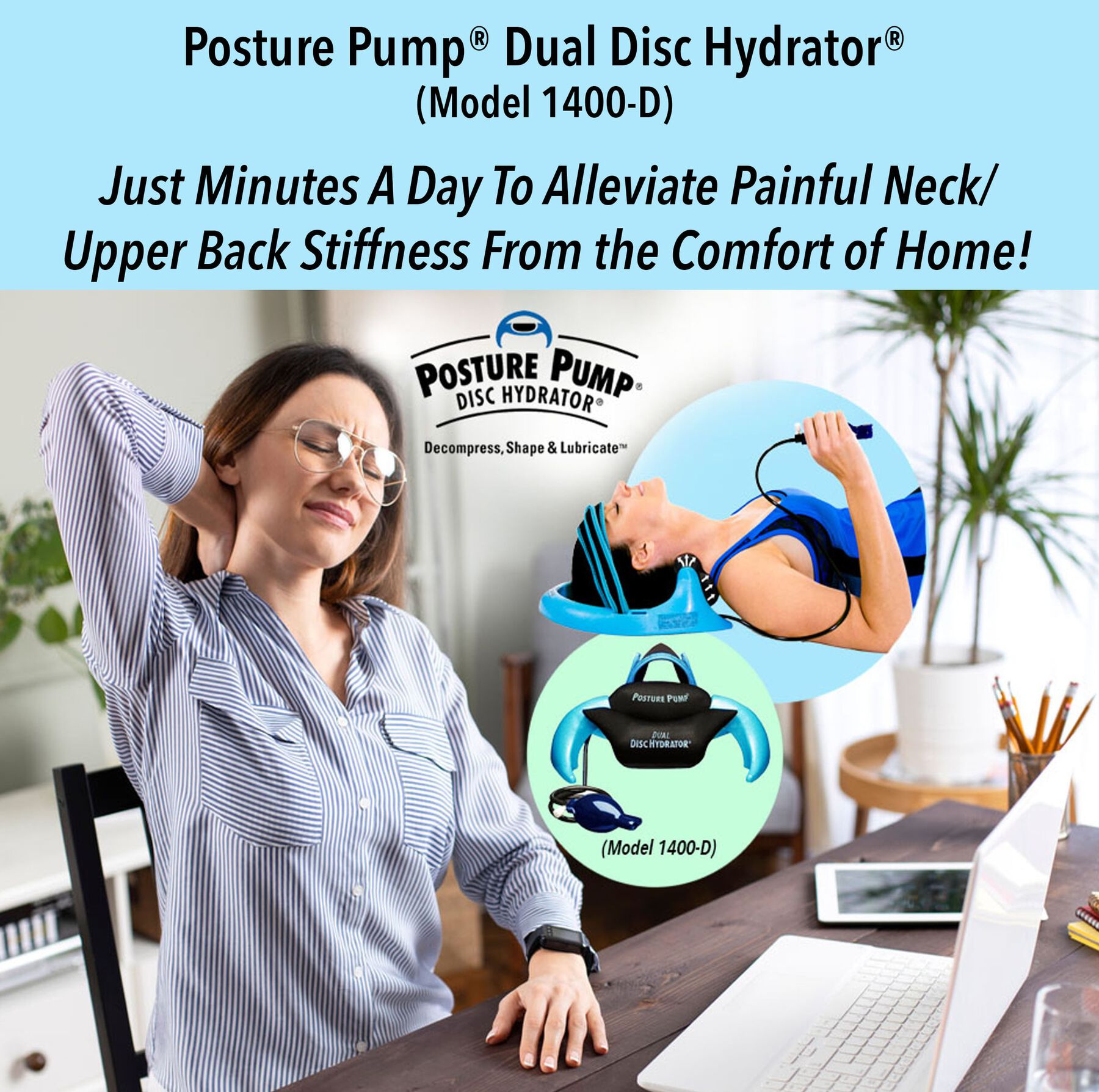 FSA Eligible Posture Pump® Dual Disc Hydrator®, Relieves Neck Pain ...