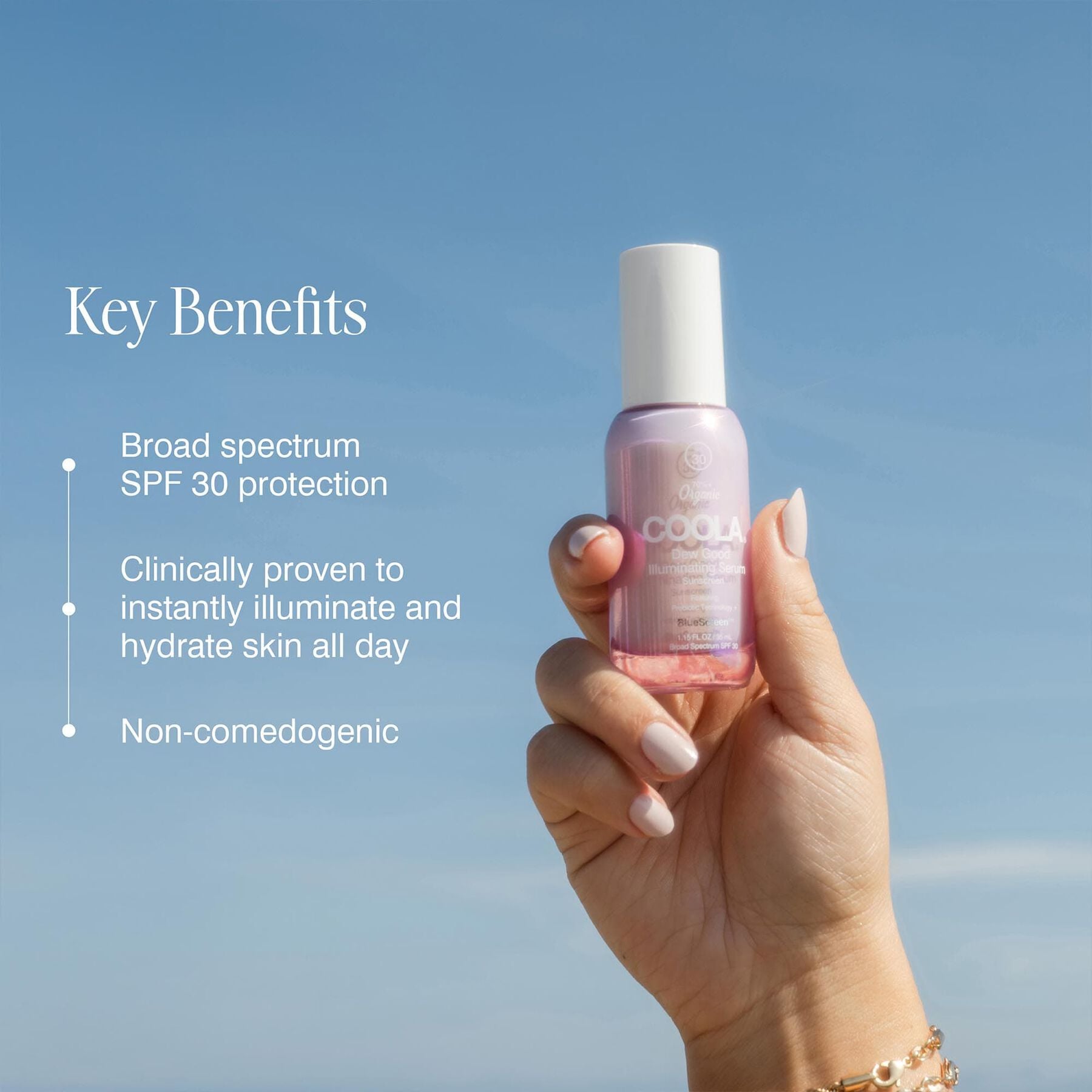 FSA Eligible COOLA Dew Good Illuminating Serum Sunscreen with Probiotic ...