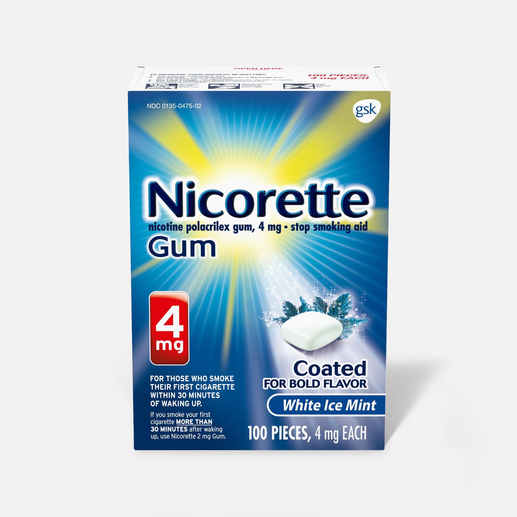 FSA Eligible Nicorette Nicotine Gum, White Ice Mint, 4mg, 100 ct. | FSA ...