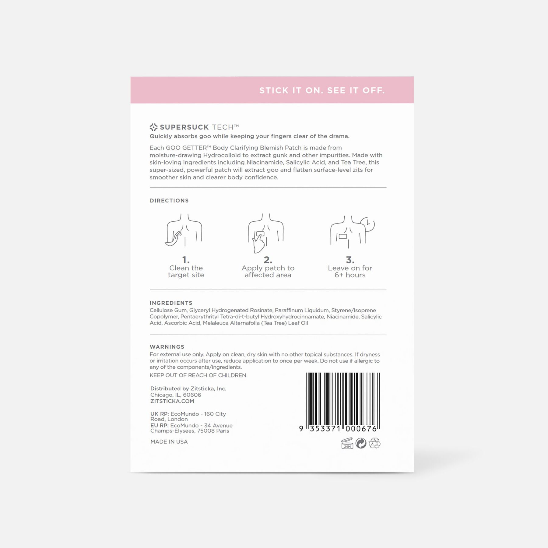 FSA Eligible ZitSticka GOO GETTER Body Patches, 9 ct. | FSA Store