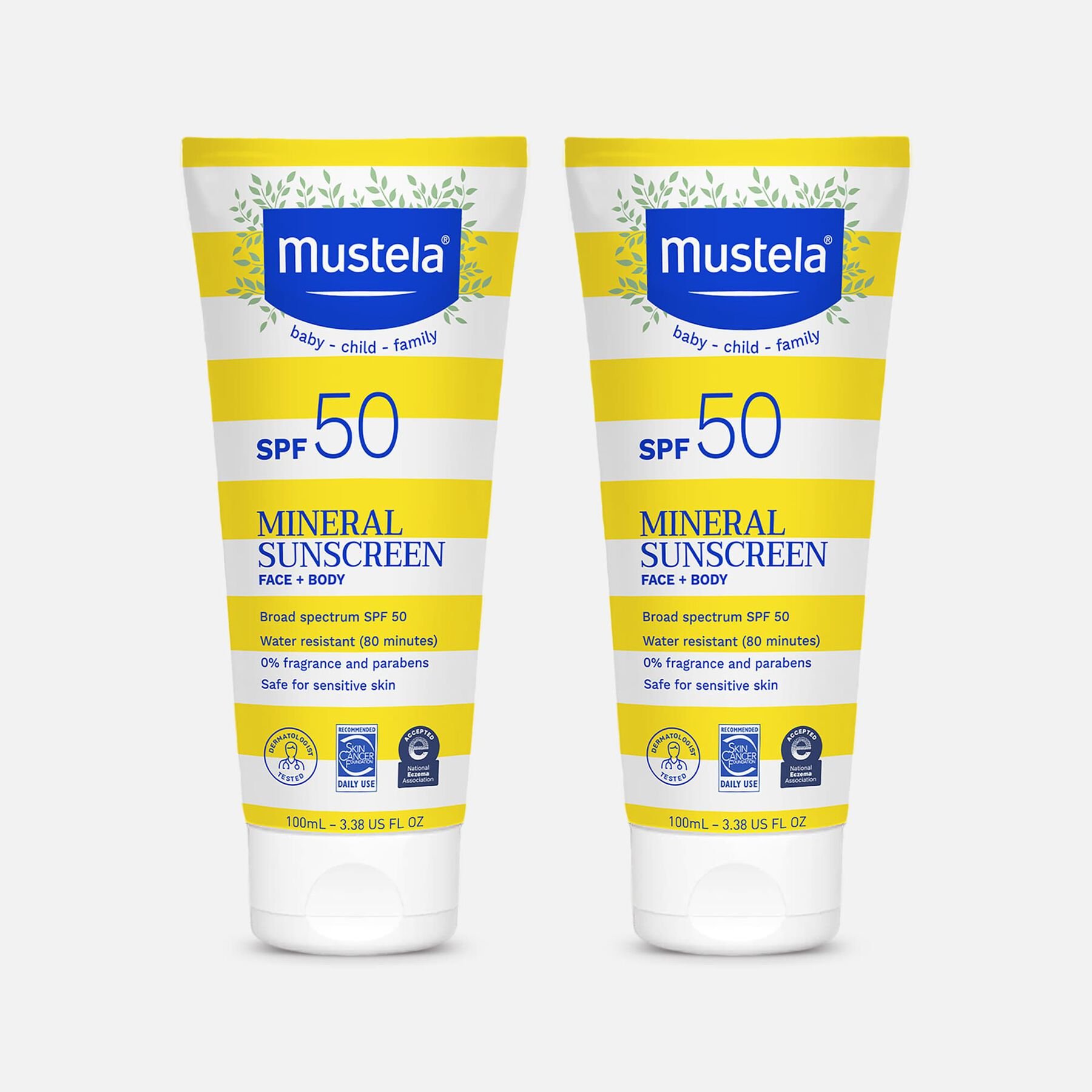 FSA Eligible Mustela Mineral Sunscreen Lotion, SPF 50, 3.38 oz. (2-Pack ...