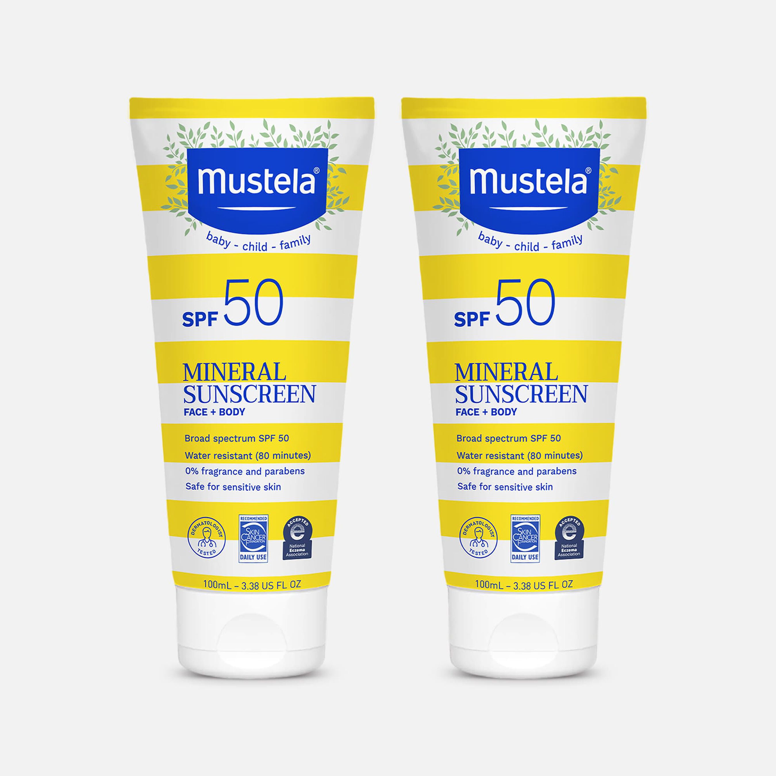 FSA Eligible Mustela Mineral Sunscreen Lotion, SPF 50, 3.38 oz. (2-Pack ...