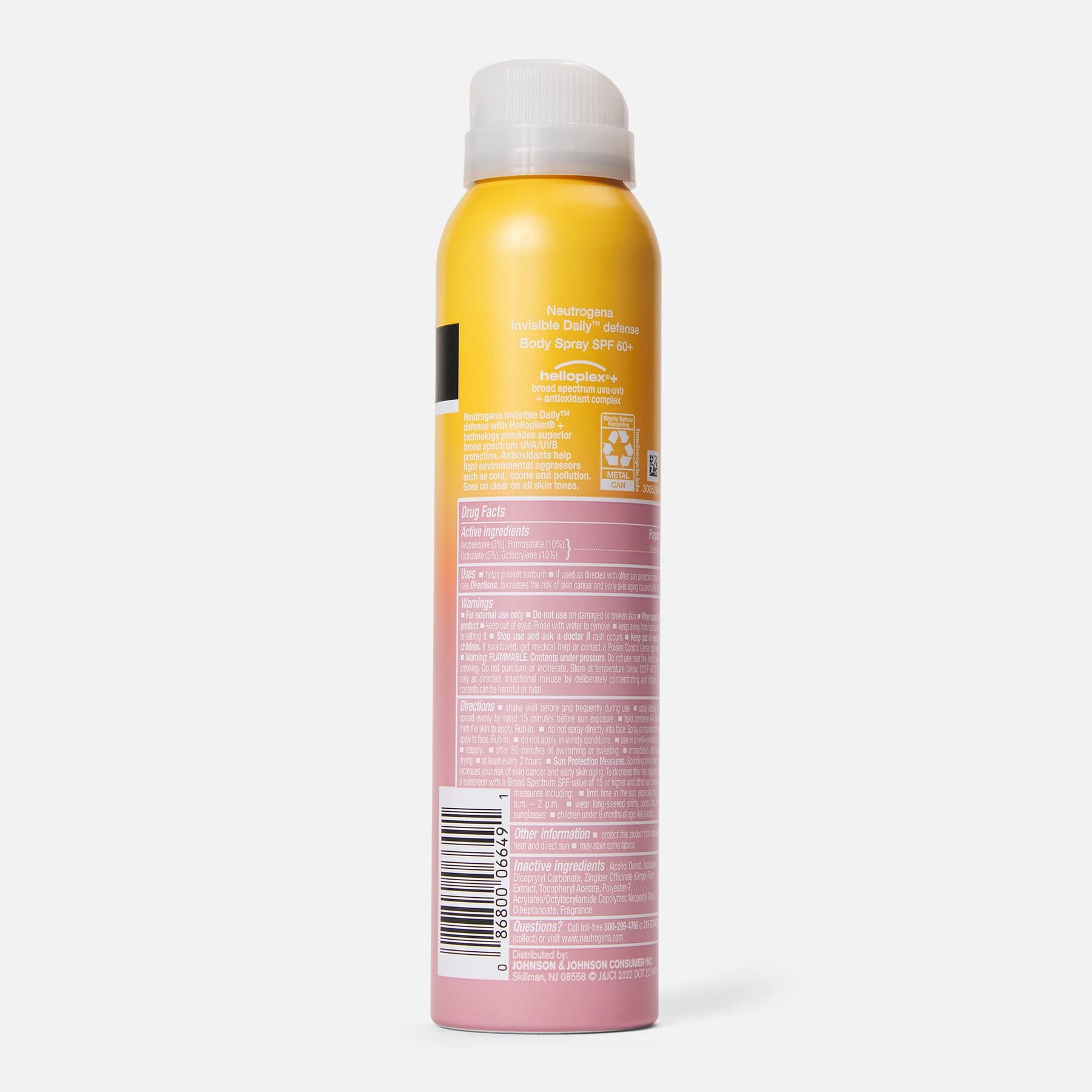 FSA Eligible Neutrogena Invisible Defense Body Spray, SPF 60+, 5.0 oz ...