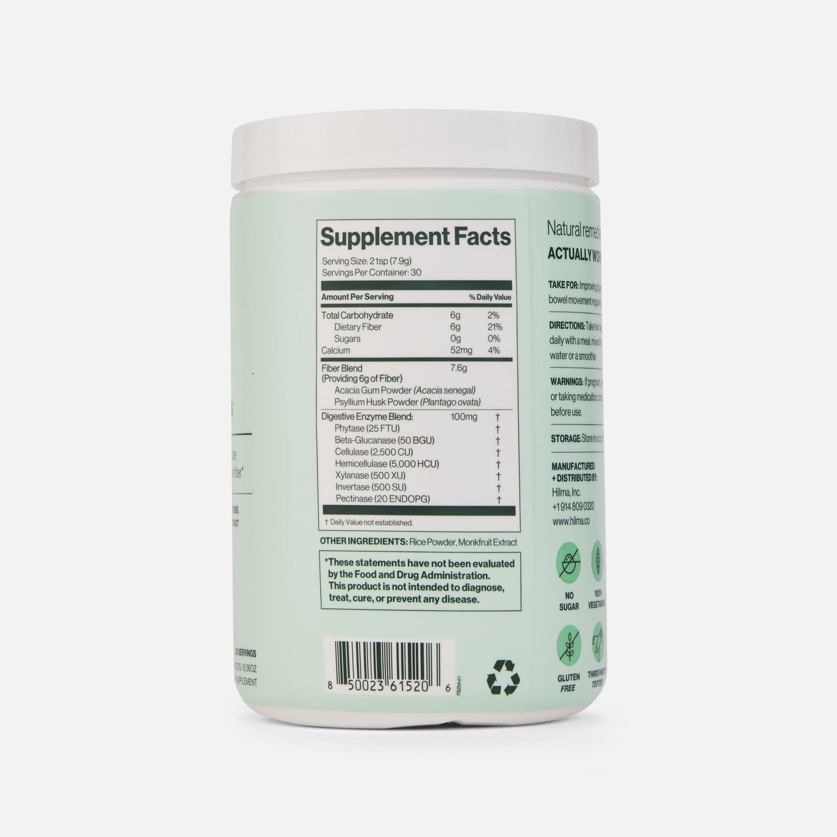 FSA Eligible Hilma Daily Fiber Supplement + Digestive Enzymes, 10 oz ...