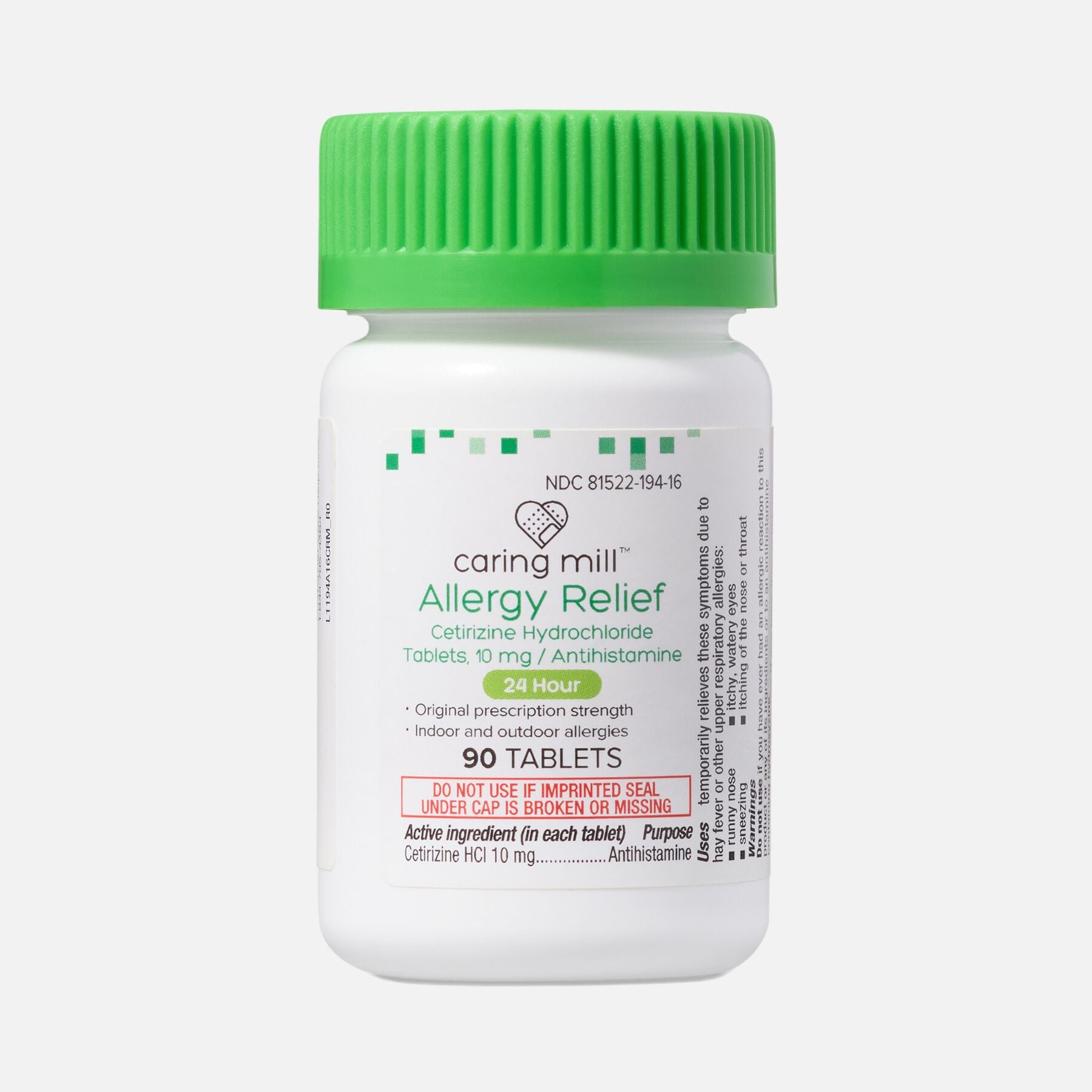 FSA Eligible Caring Mill™ 24-Hour Allergy Relief Cetirizine ...
