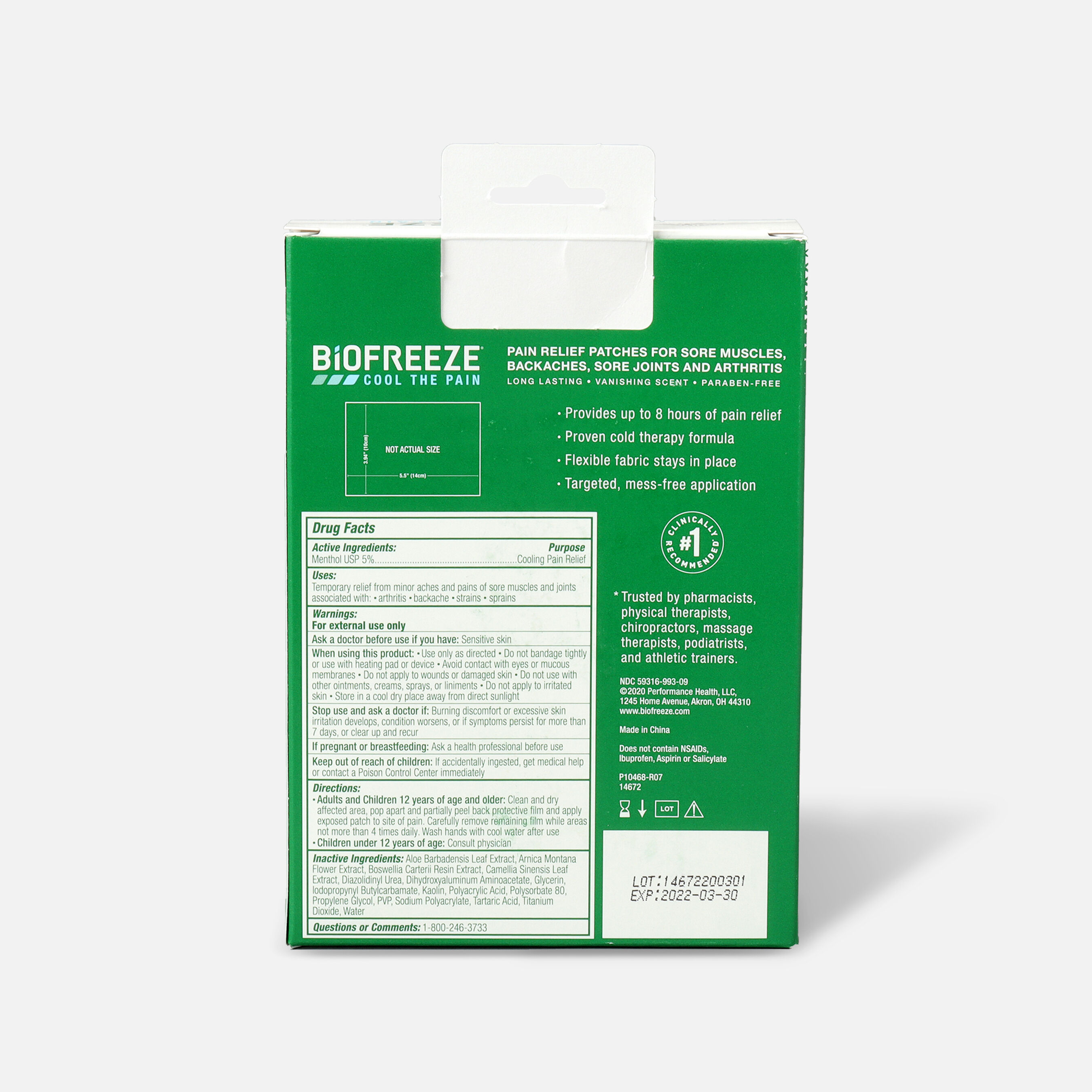 Biofreeze Pain Relief Patch, Large, 5 ct.