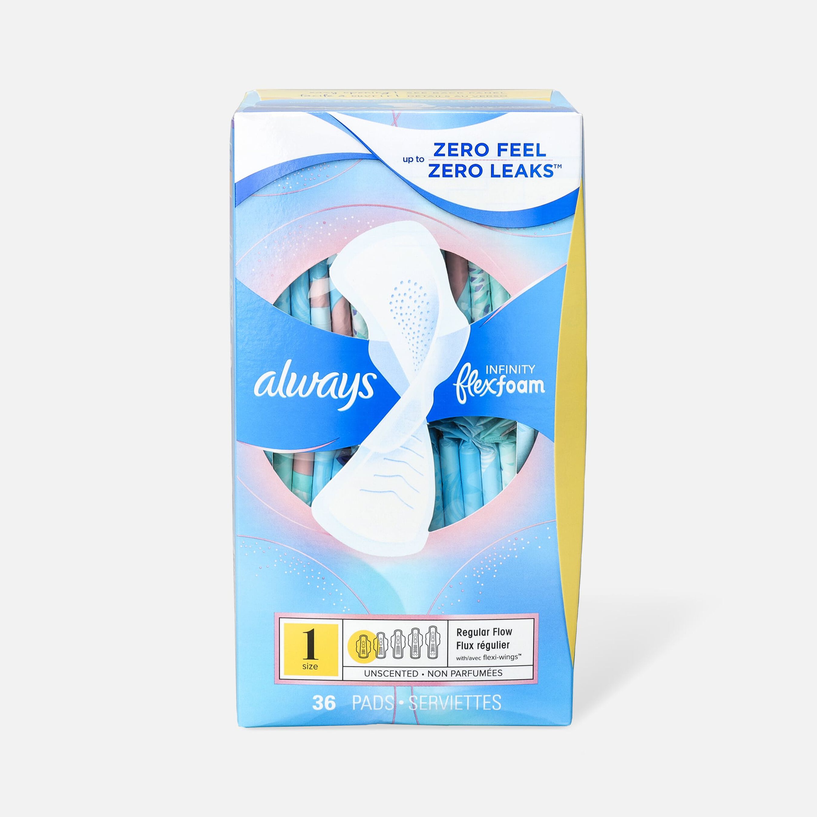 Always Infinity FlexFoam Pads for Women Size 1 Regular Absorbency, with ...