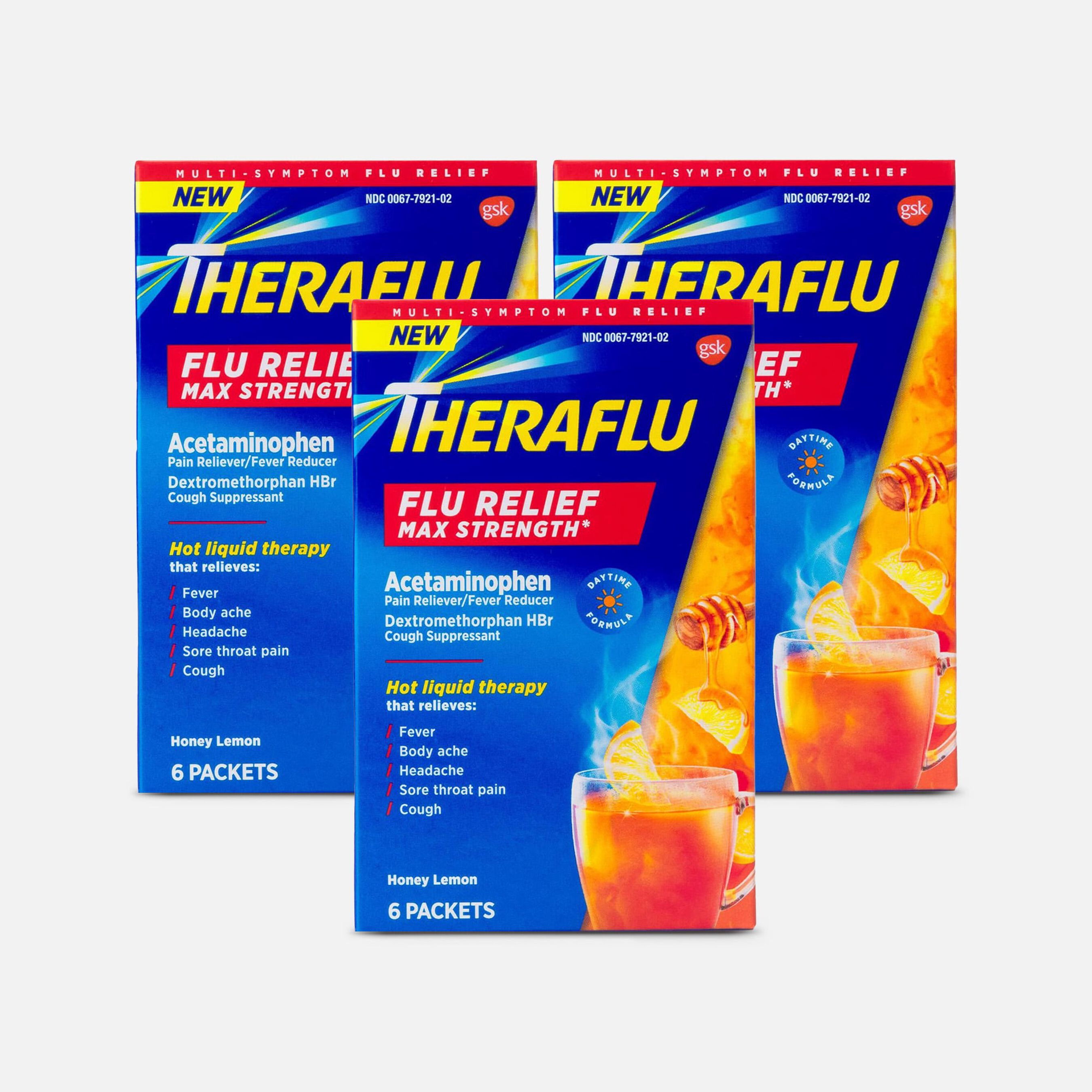 FSA Eligible Theraflu Daytime Max Strength Flu Relief Honey Lemon ...