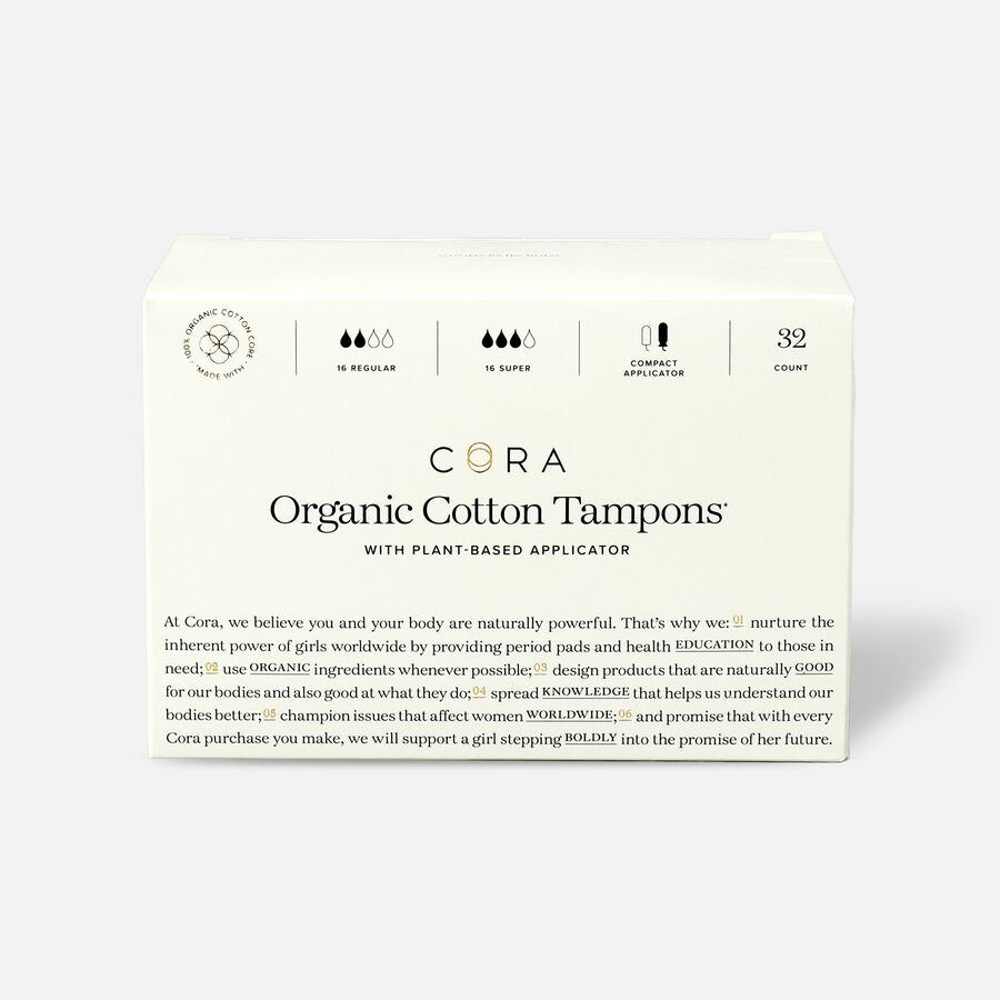Cora Organic Cotton Applicator Tampons, 16 ct