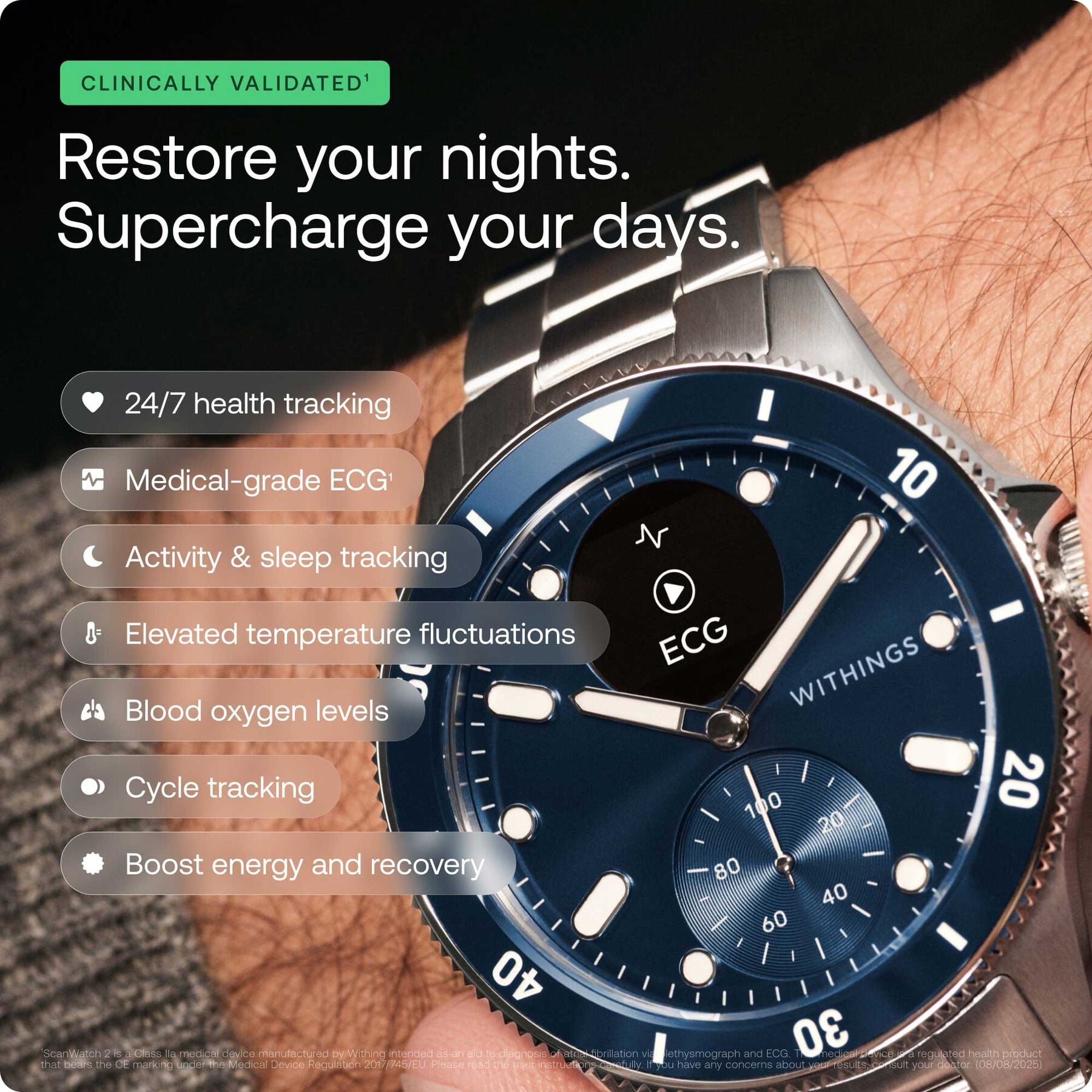 FSA Eligible Withings ScanWatch Nova Premium Heart Health Hybrid ...