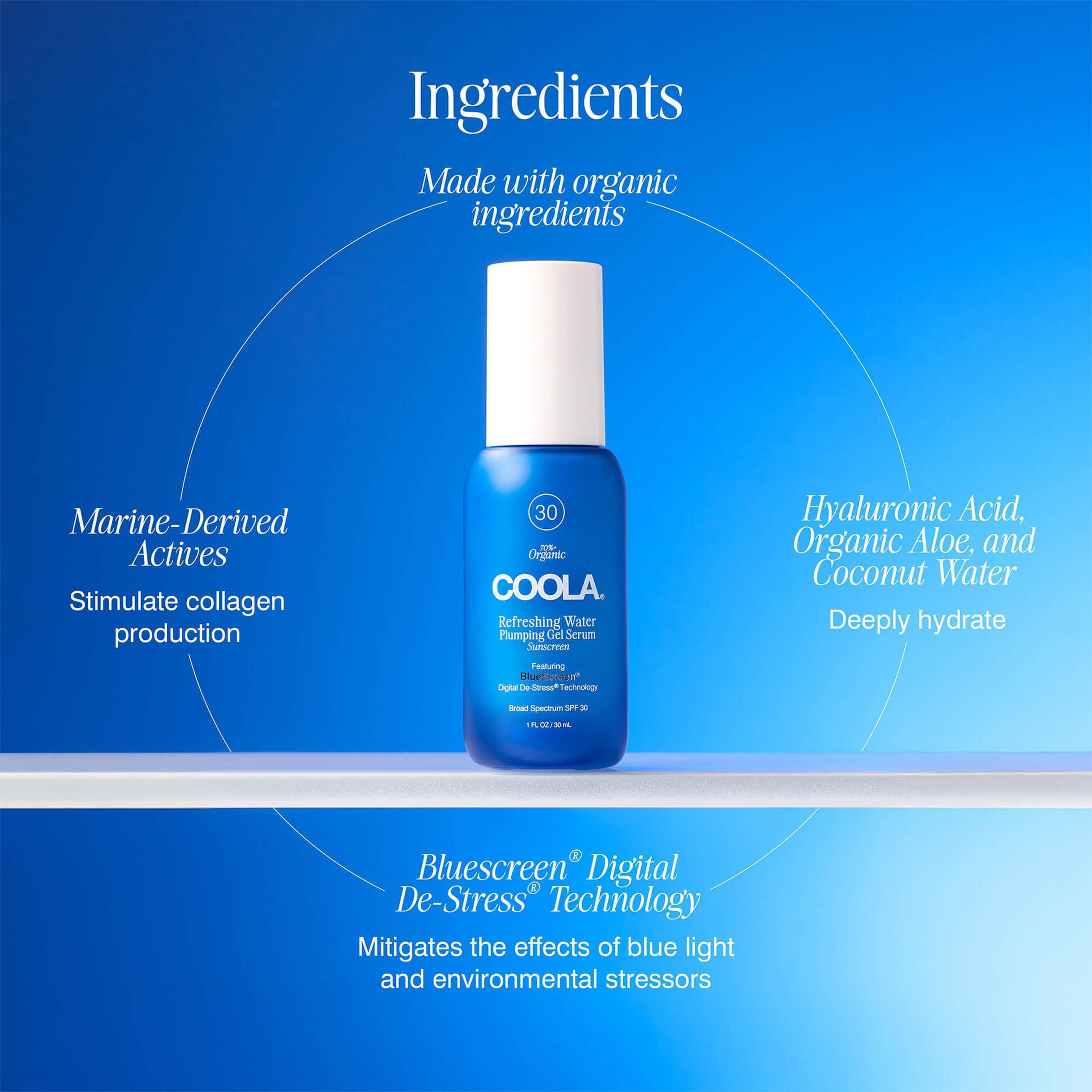 FSA Eligible COOLA Refreshing Water Plumping Gel Serum Sunscreen, SPF ...