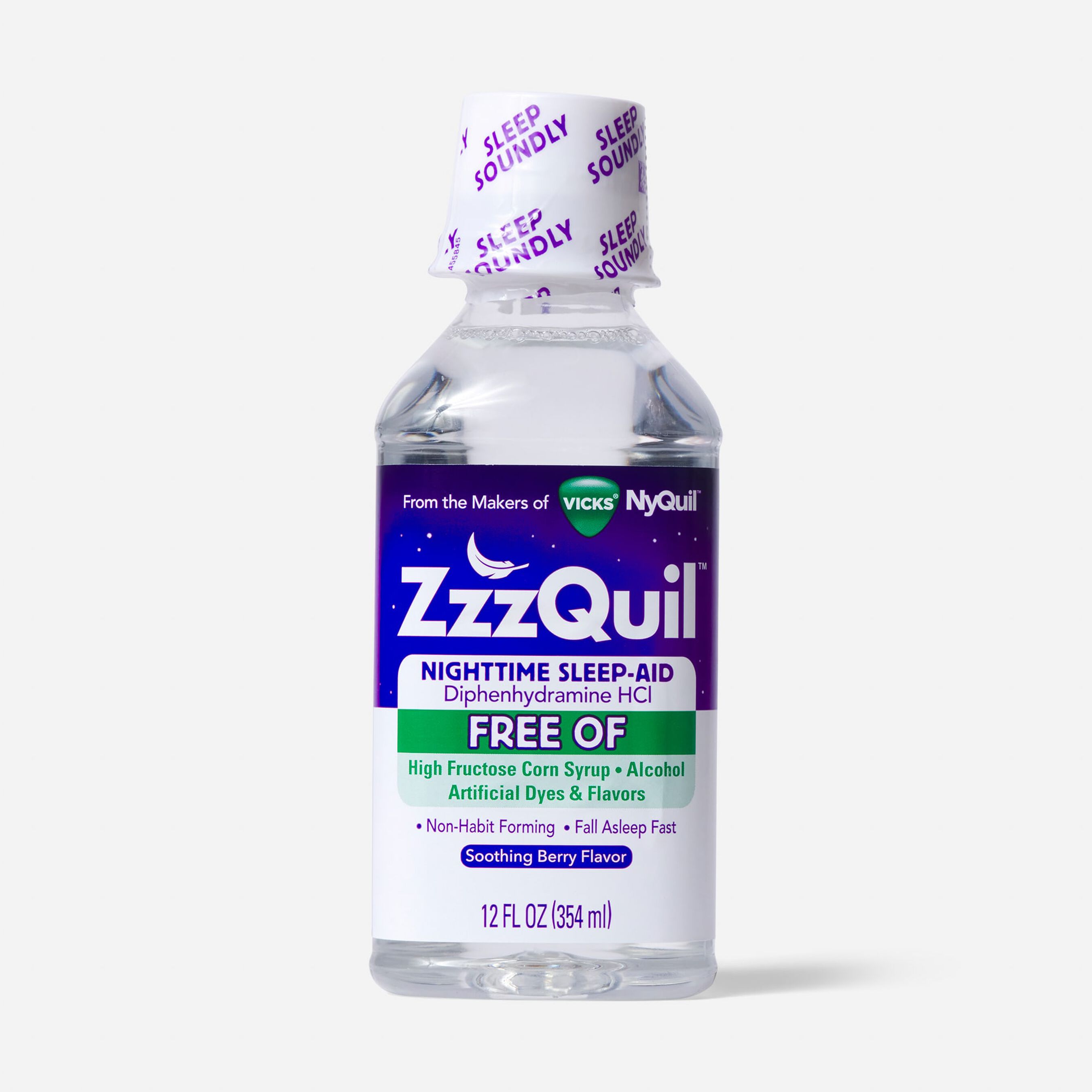 Vicks ZzzQuil Warming Syrup, Free Of, Berry, 12 oz.