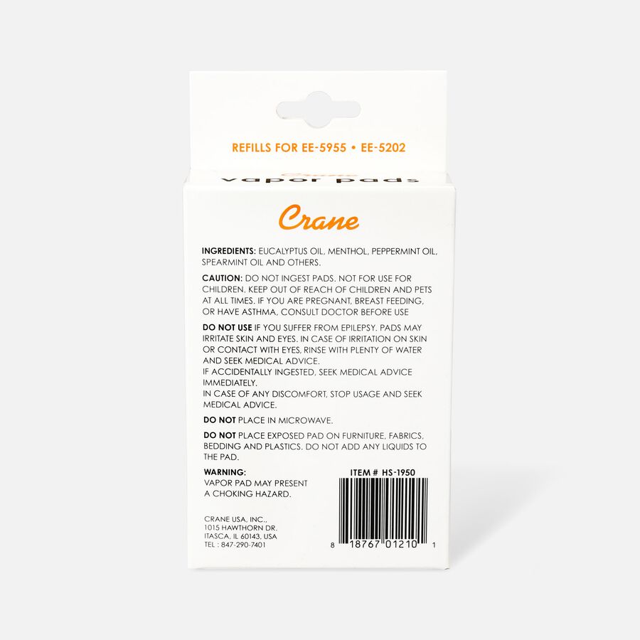 Crane Vapor Pads, Menthol Vapor, 12 ct.