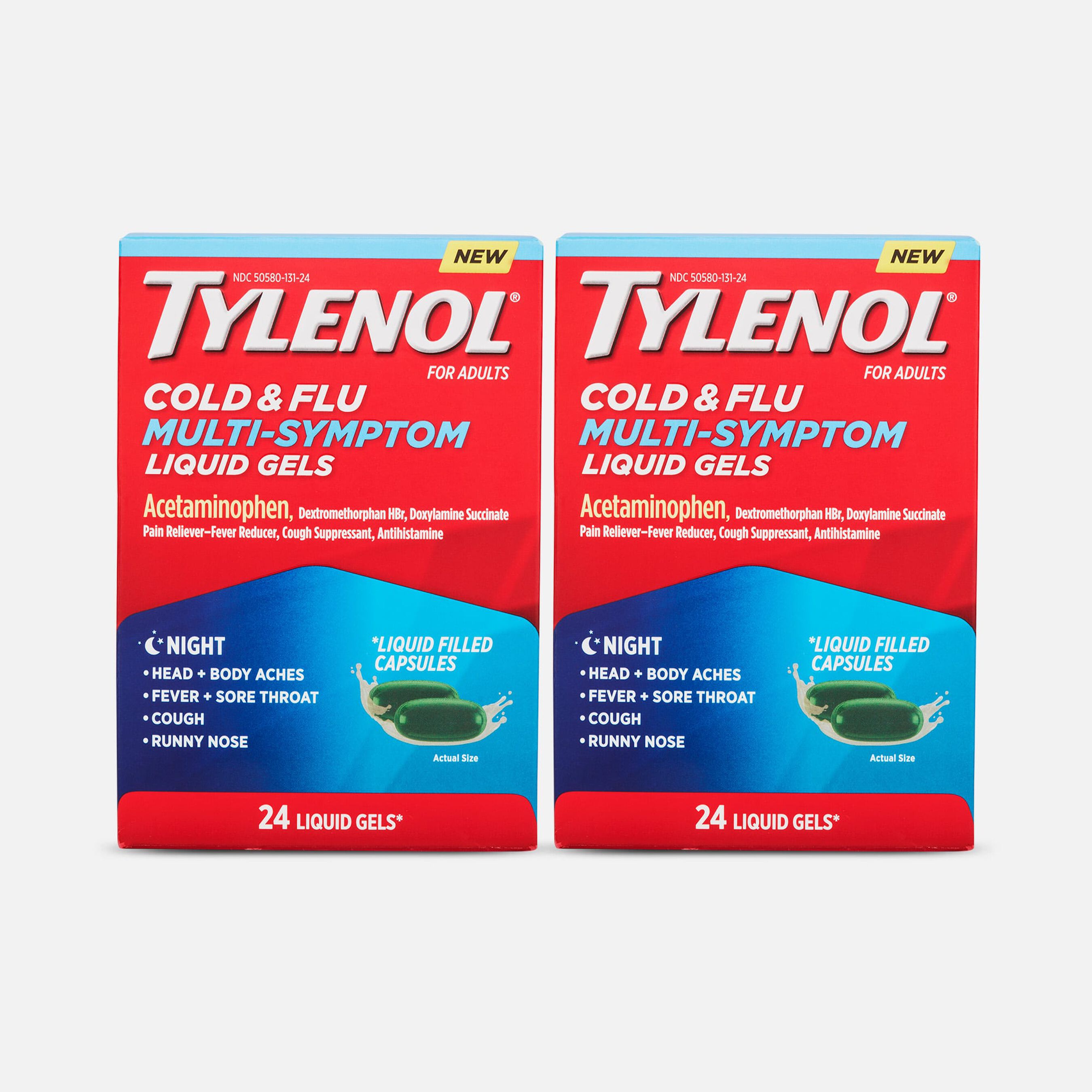 FSA Eligible Tylenol Cold & Flu Multi-Symptom Night Liquid Gels, 24 ct ...