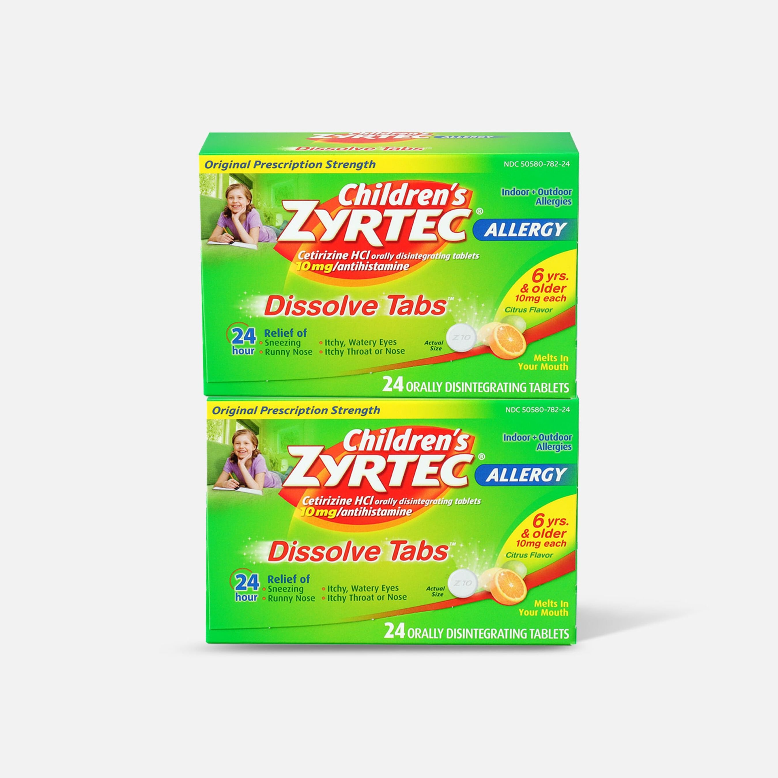 FSA Eligible Children's Zyrtec 10mg Dissolve Tabs, Citrus Flavor, 24 ct ...