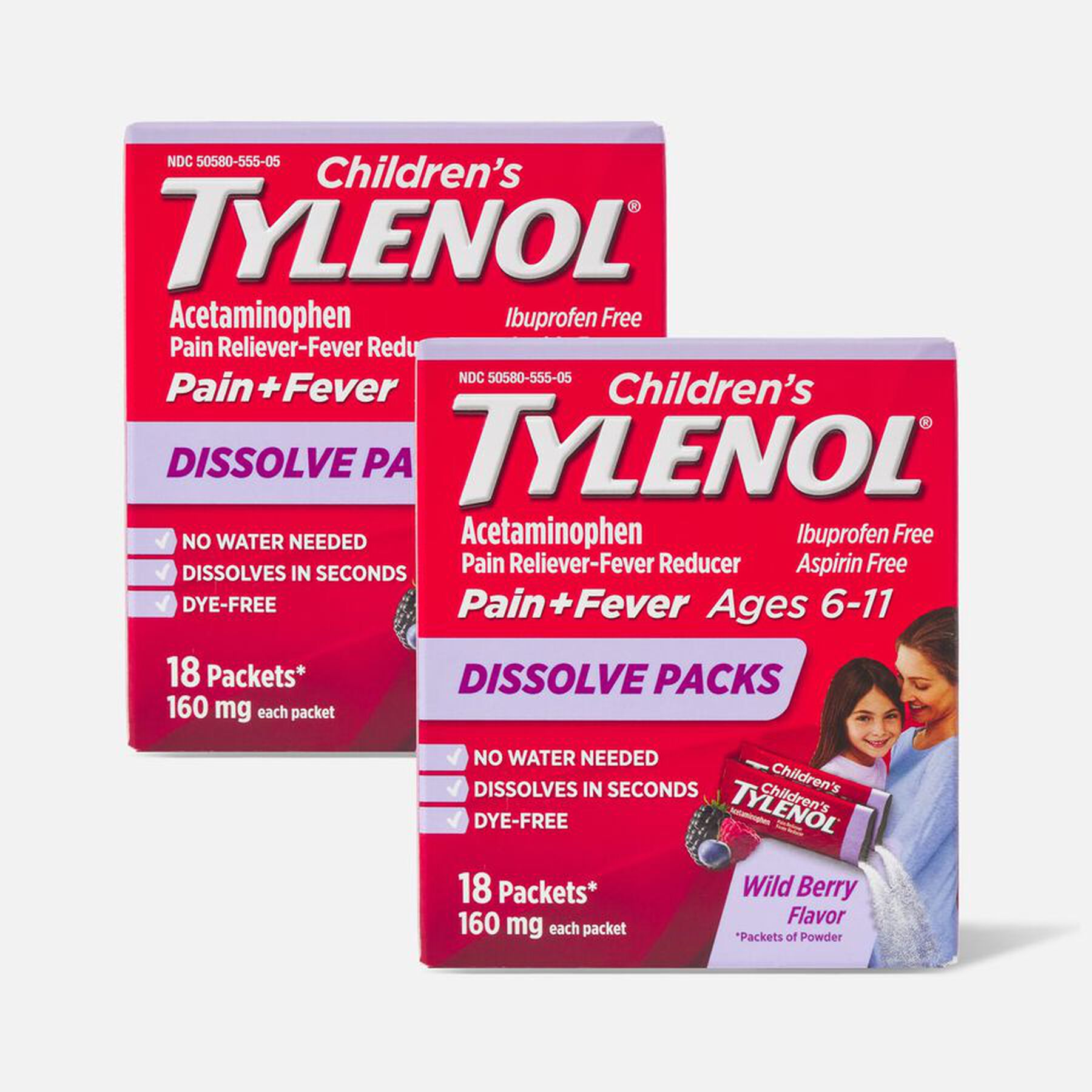 FSA Eligible Tylenol Children's Pain and Fever Powder Packs, Berry ...