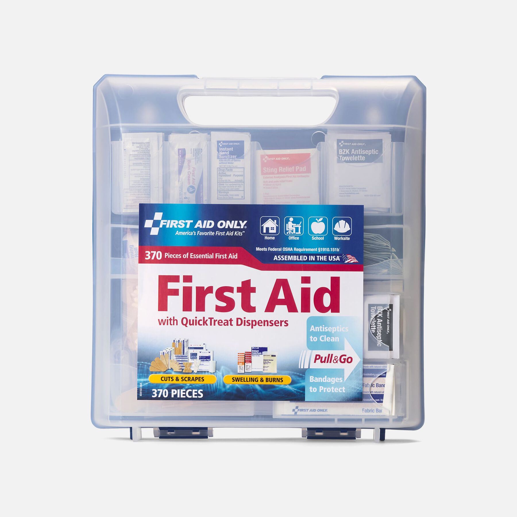 FSA Eligible First Aid Only QuickTreat Dispenser Plastic First Aid Kit ...