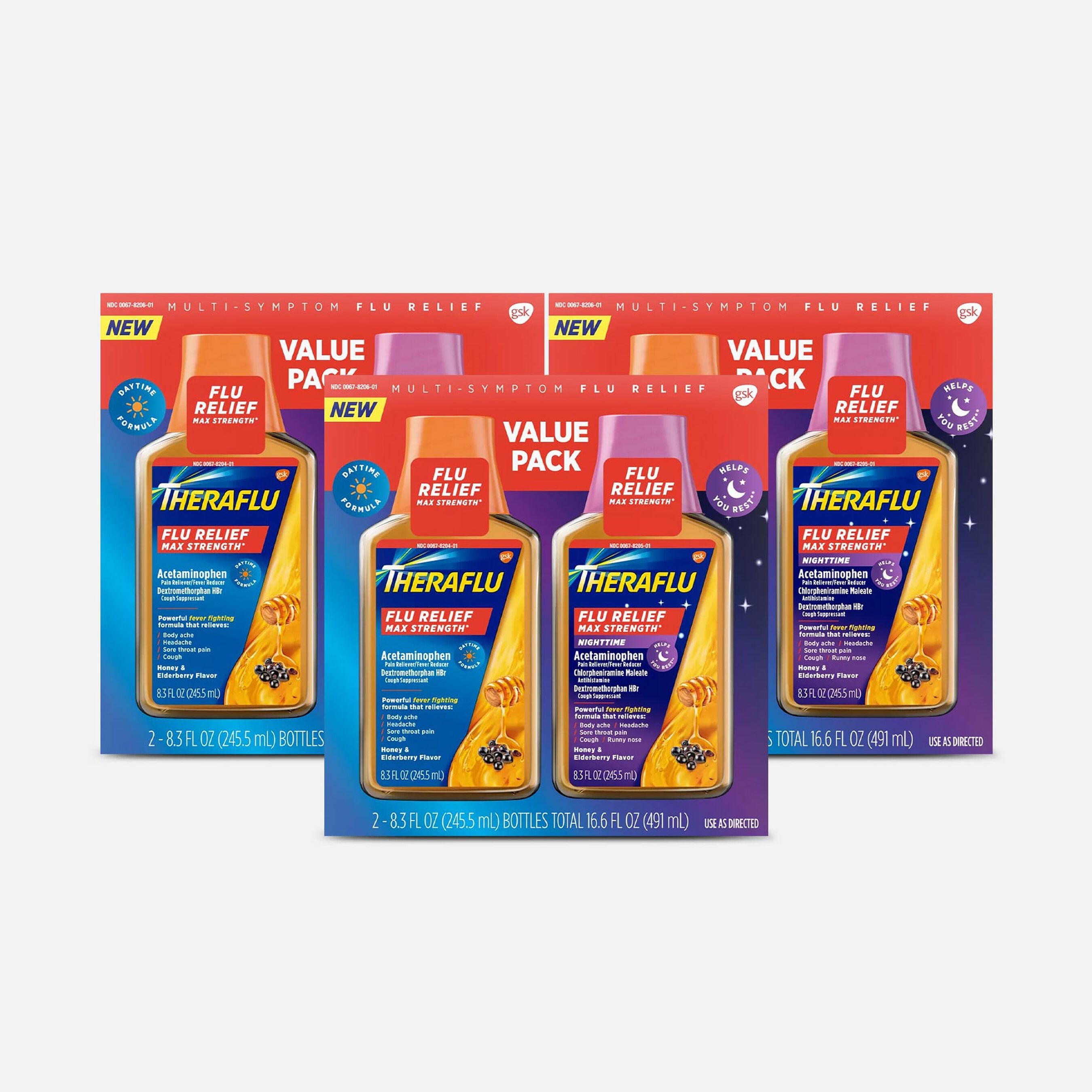 FSA Eligible Theraflu Multi-Symptom Flu Relief Max Strength Day & Night ...