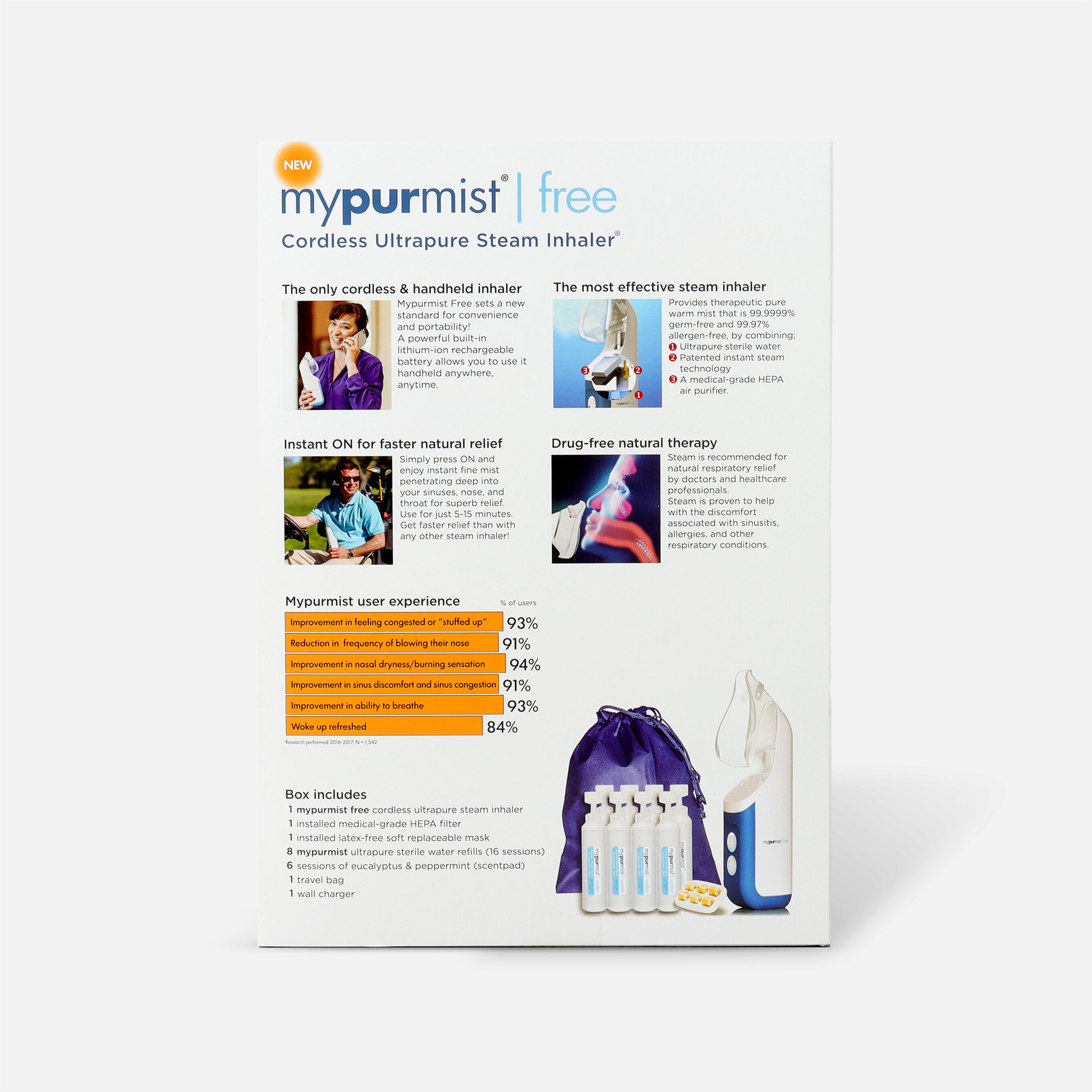 MyPurMist Free Cordless Ultrapure Steam Inhaler