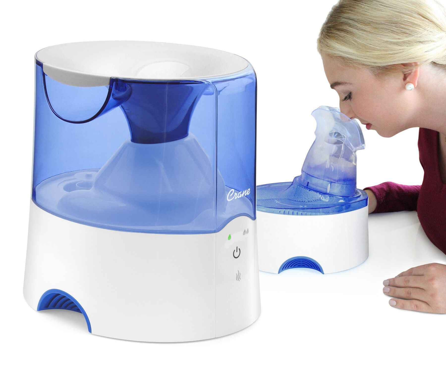 FSA Eligible Crane 2-in-1 Warm Mist Humidifier and Steam Inhaler, Blue ...