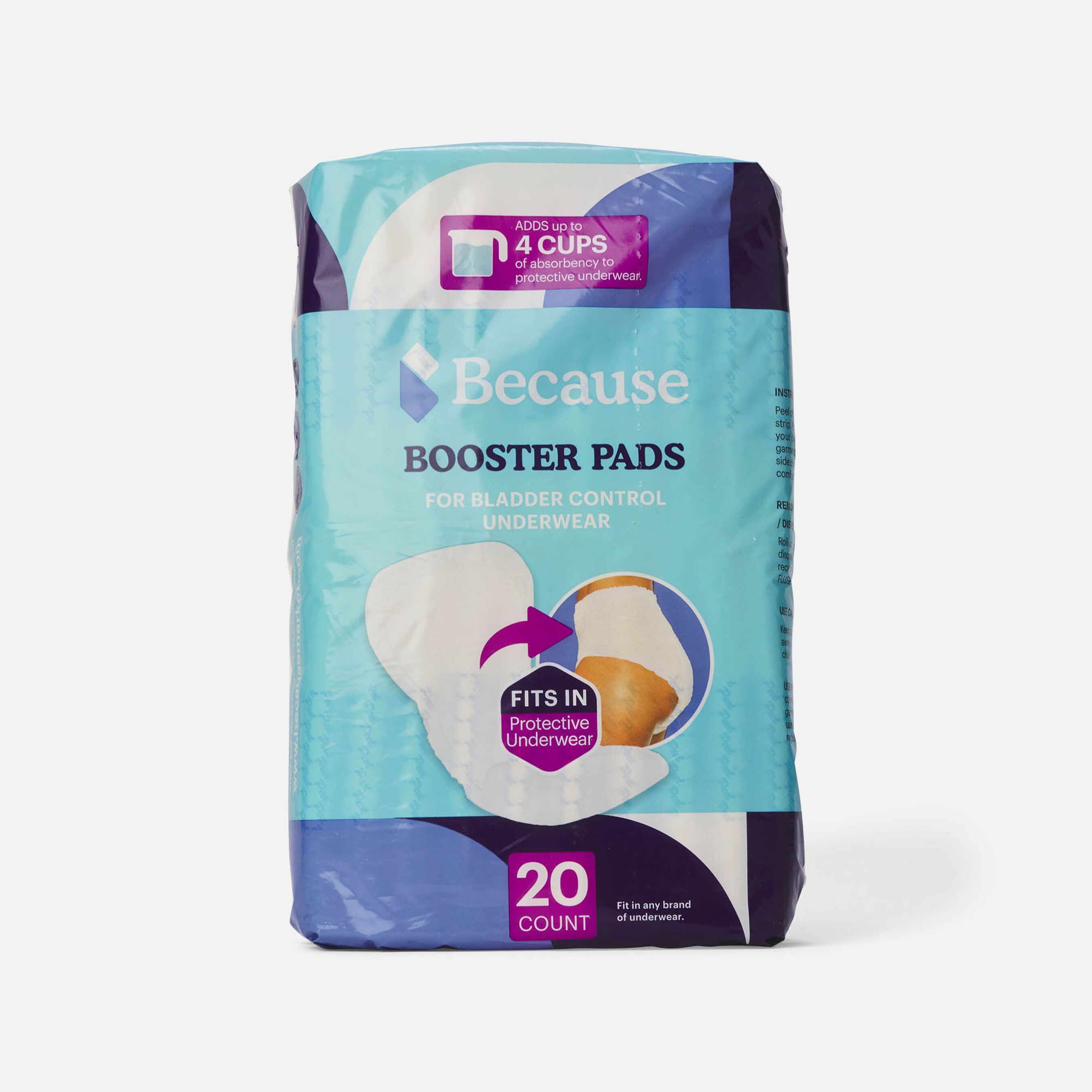 Because Booster Pads for Bladder Control Underwear, 20 ct.