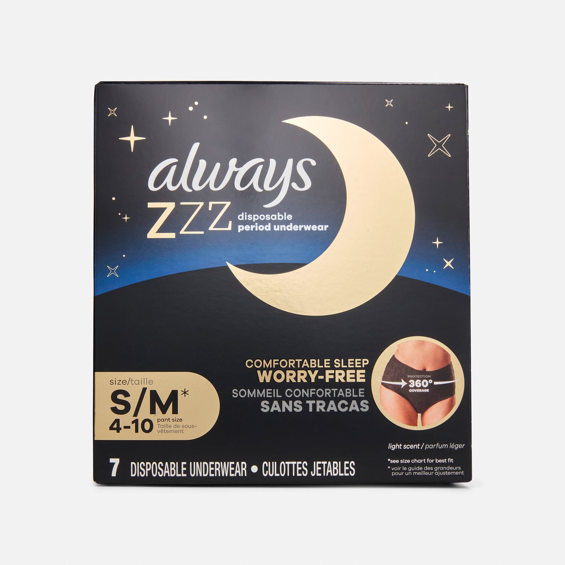 FSA Eligible Always ZZZ Overnight Disposable Period Underwear, 7 ct ...