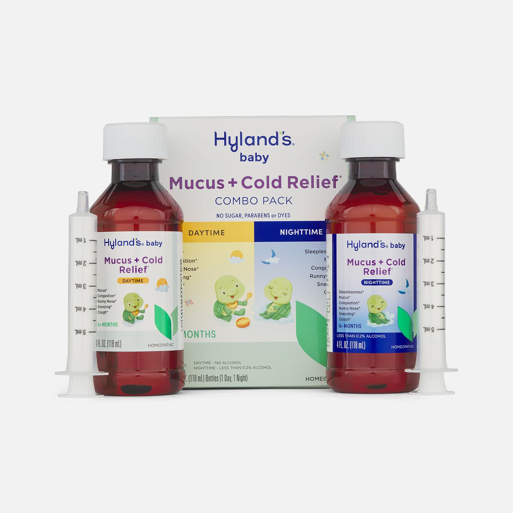 FSA Eligible Hyland's Baby Mucus + Cold Relief Day & Night Combo Pack, Two 4 oz. Bottles | FSA Store
