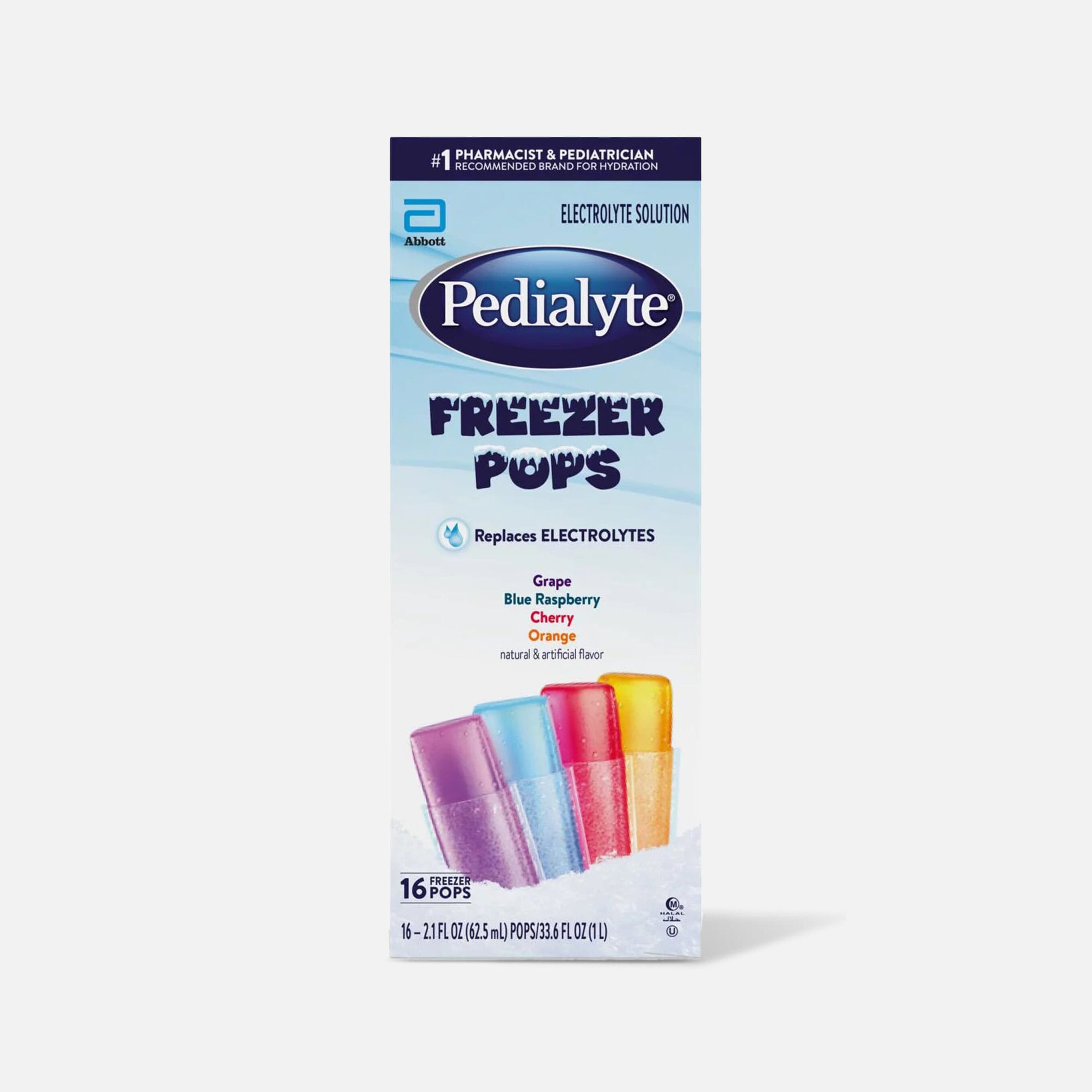 FSA Eligible | Pedialyte Freezer Pops, Assorted Flavors, 16ct. / 2.1 oz.