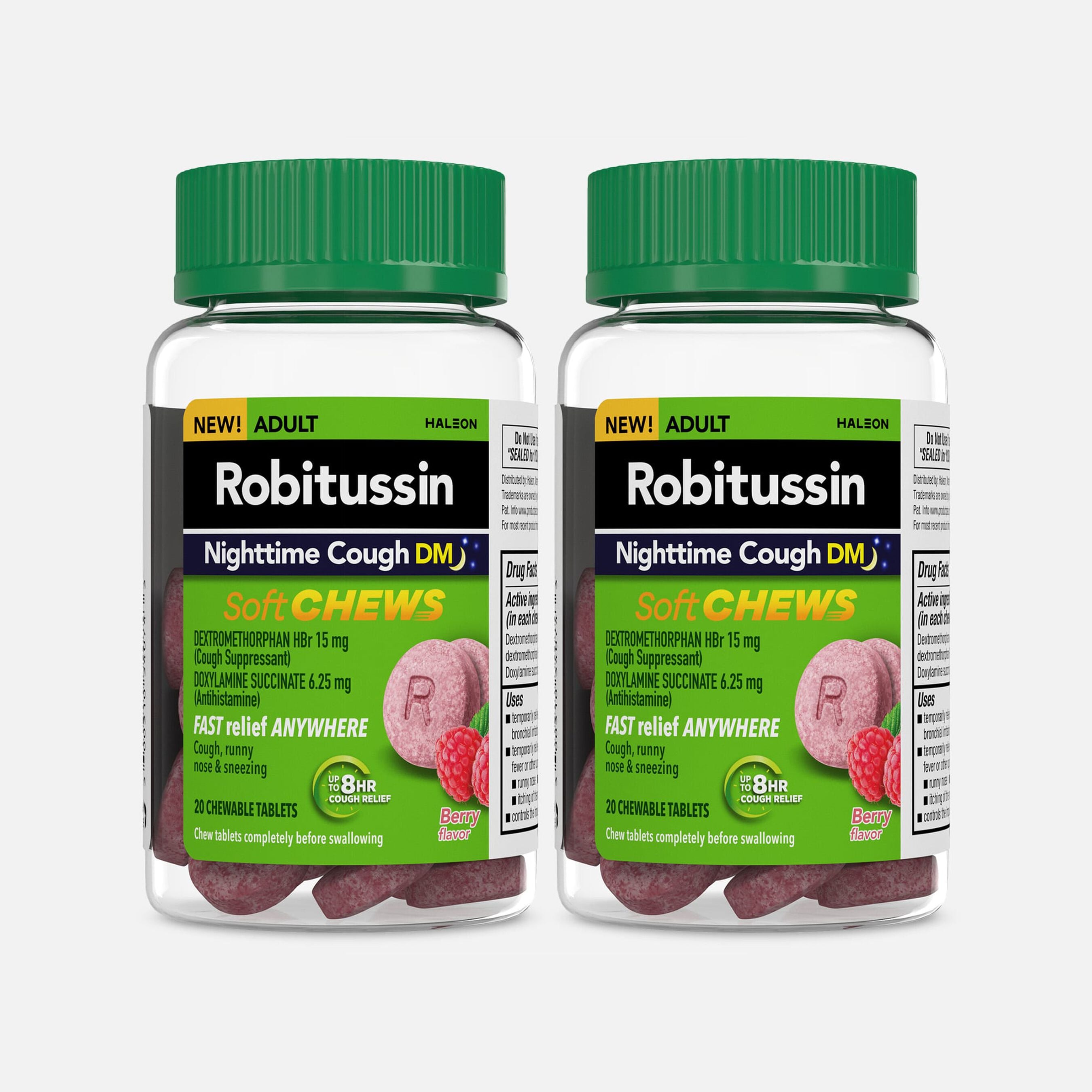 FSA Eligible Robitussin Nighttime Cough DM Soft Chews, Berry, 20 ct. (2 ...