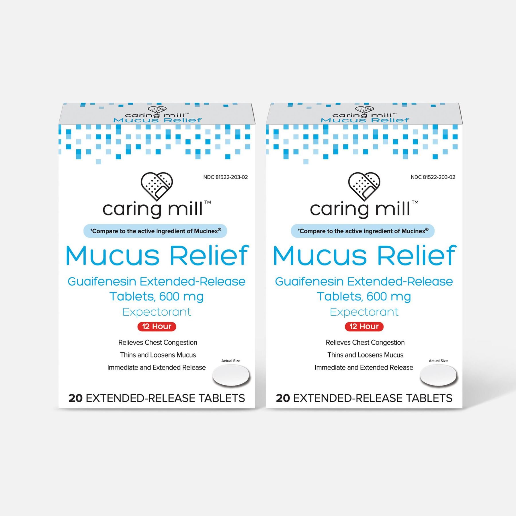 FSA Eligible Caring Mill™ Mucus Guaifenesin Extended-Release Bi-Layer ...
