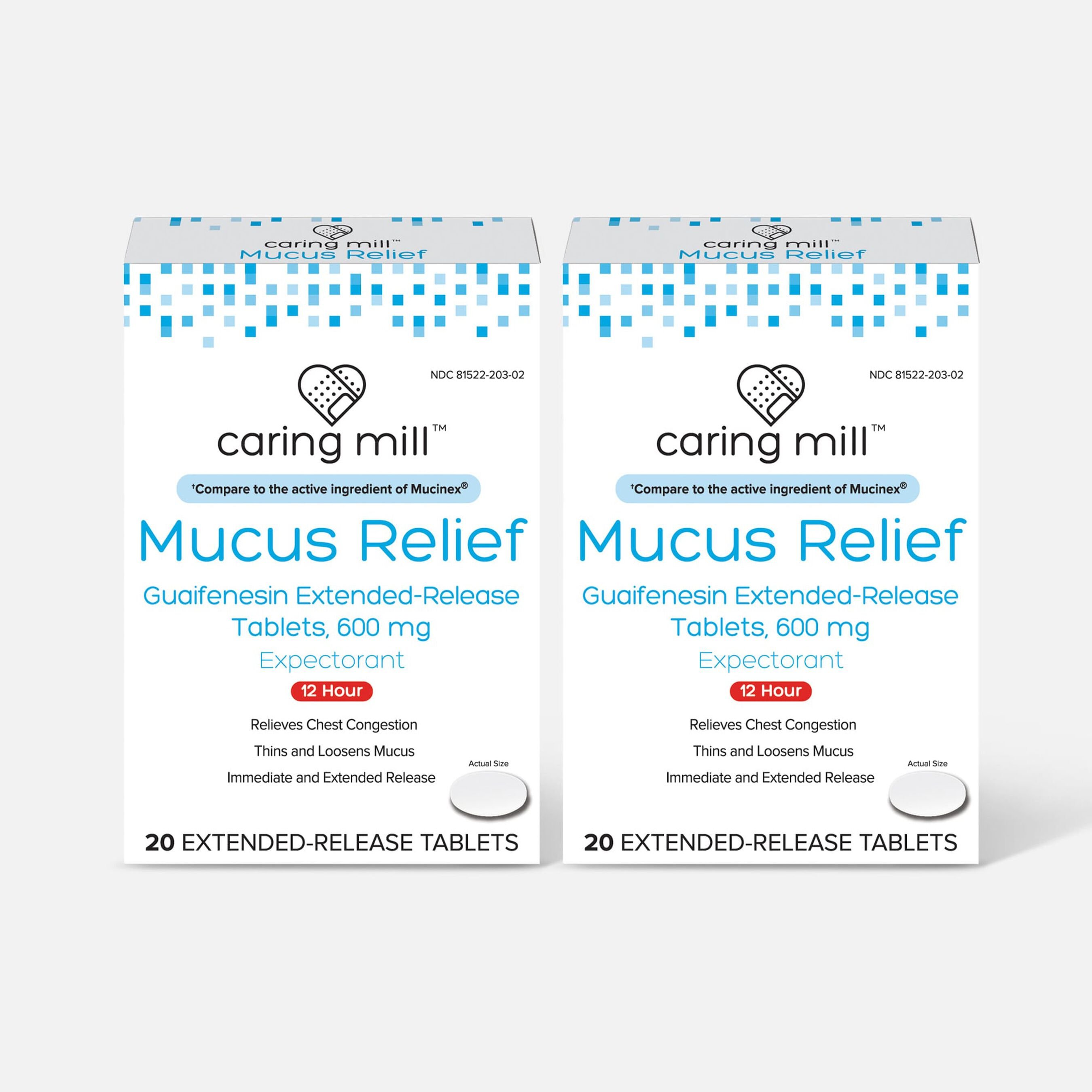 FSA Eligible Caring Mill™ Mucus Guaifenesin Extended-Release Bi-Layer ...