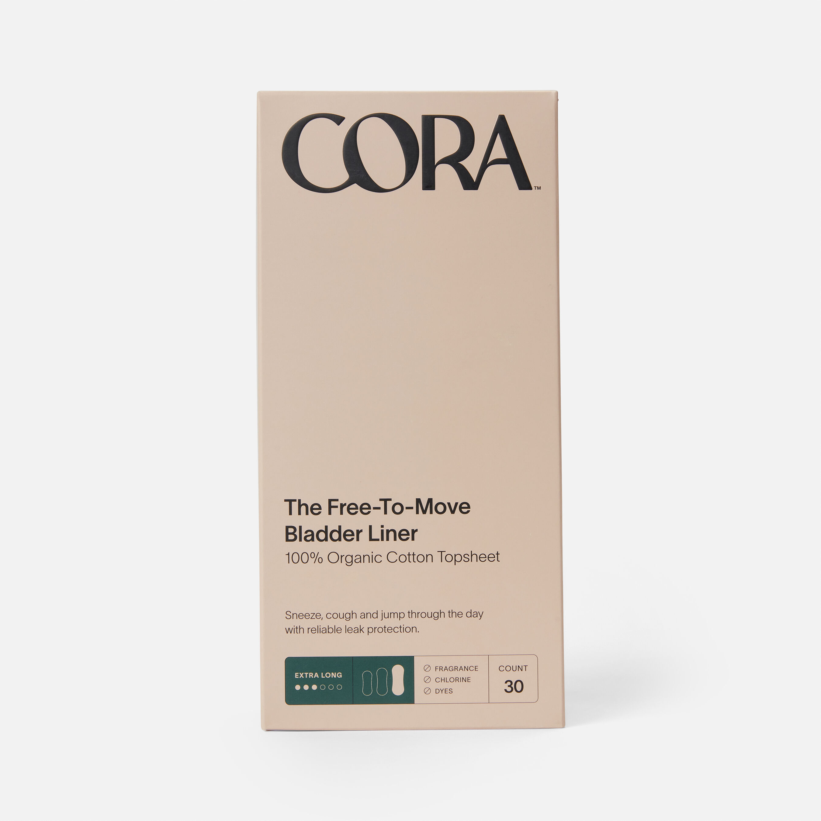 Cora Organic Bladder Extra-Long Liners, 30 ct.