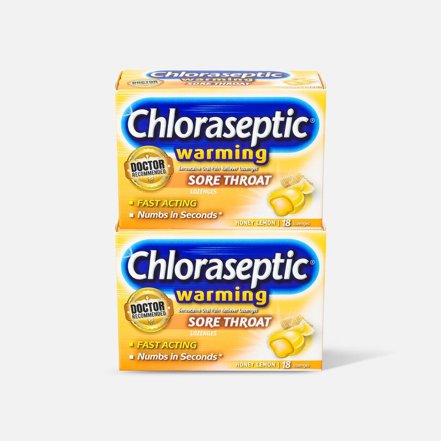 Chloraseptic, Honey Lemon, Warming Sore Throat Lozenges, 18 ct. (2-Pack)