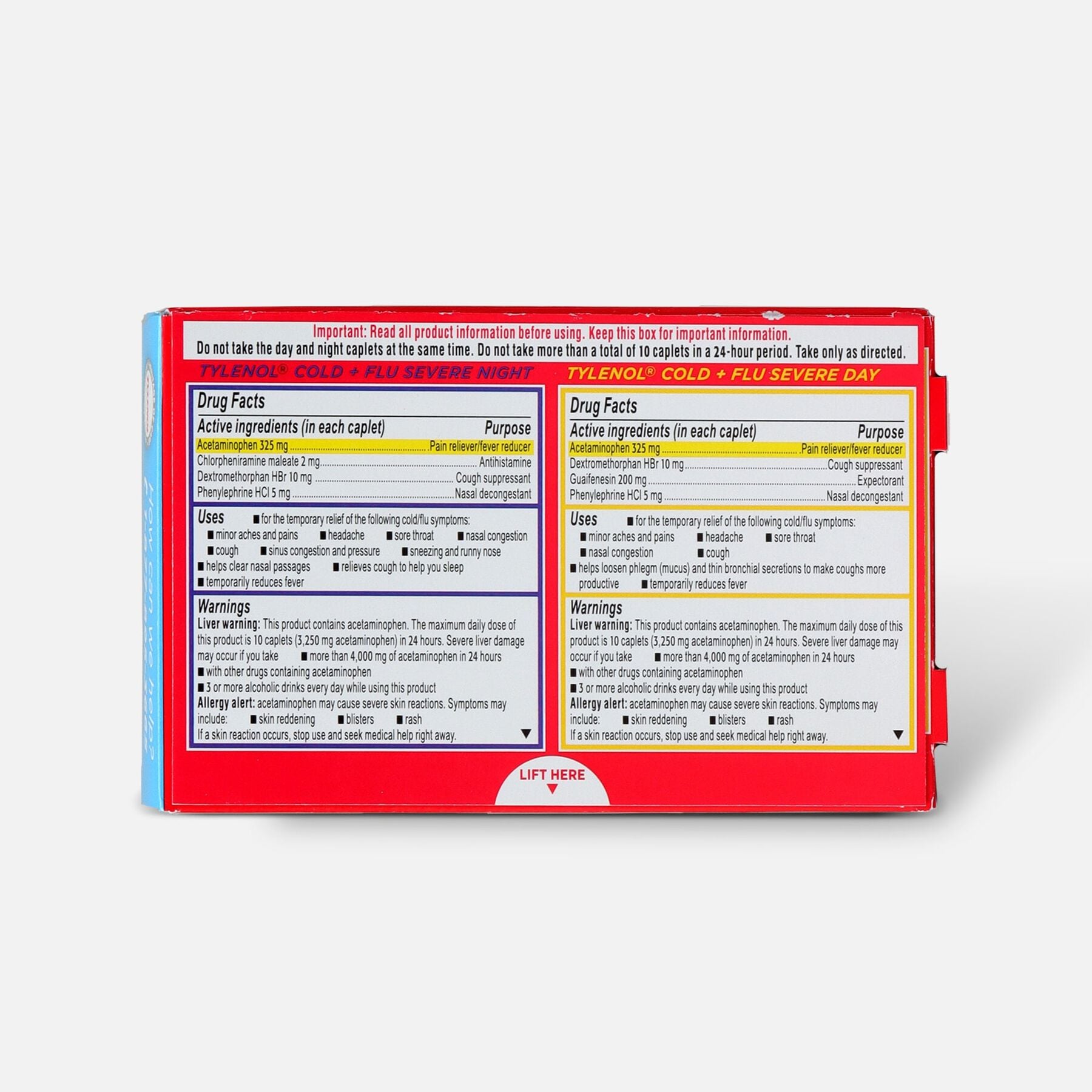 FSA Eligible Tylenol Cold + Flu Severe Day & Night Caplets for Fever ...