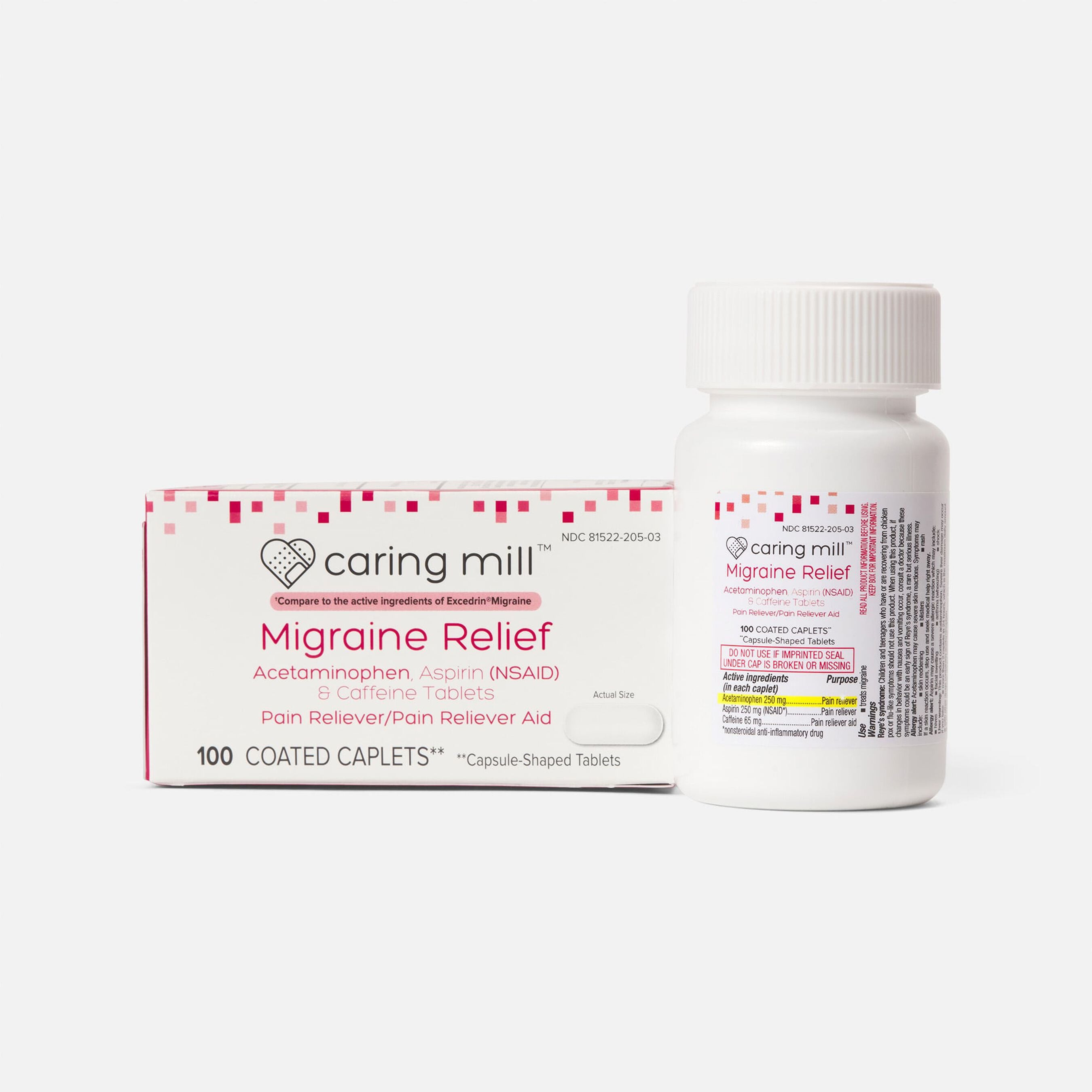 FSA Eligible Caring Mill™ Migraine Relief Caffeine Pain Reliever Coated ...