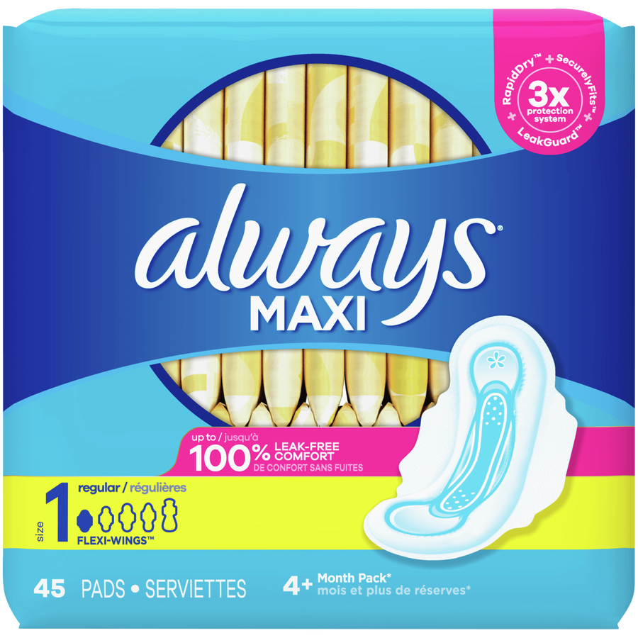 Always Maxi Pads with Wings, Unscented