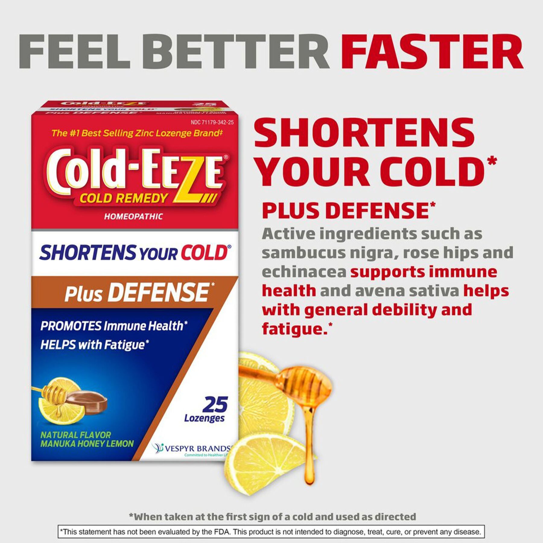 FSA Eligible Cold-EEZE Plus Defense Lozenges, Manuka Honey and Lemon ...
