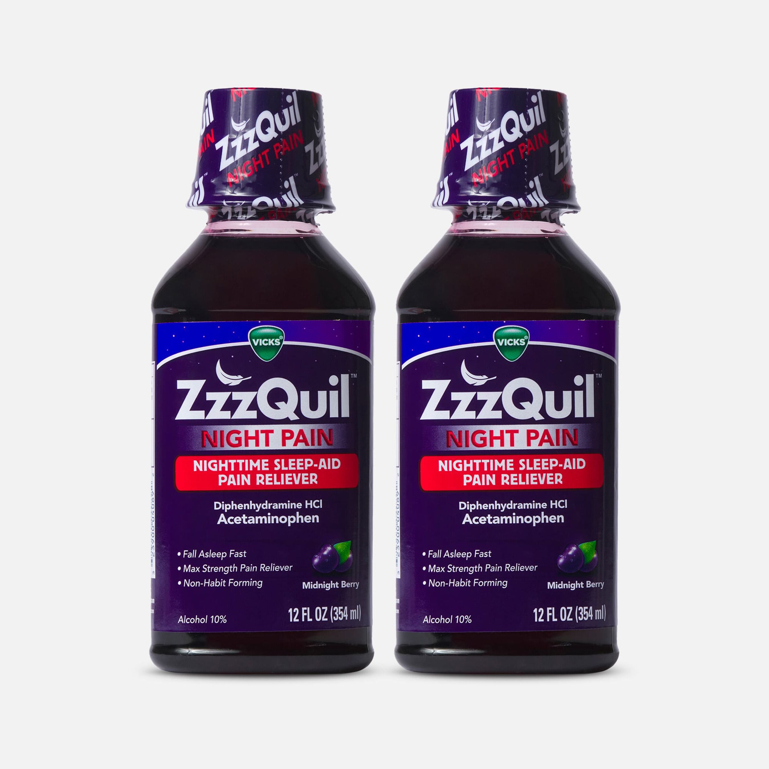 FSA Eligible Vicks ZzzQuil Night Pain & Sleep Aid, Midnight Berry, 12 ...