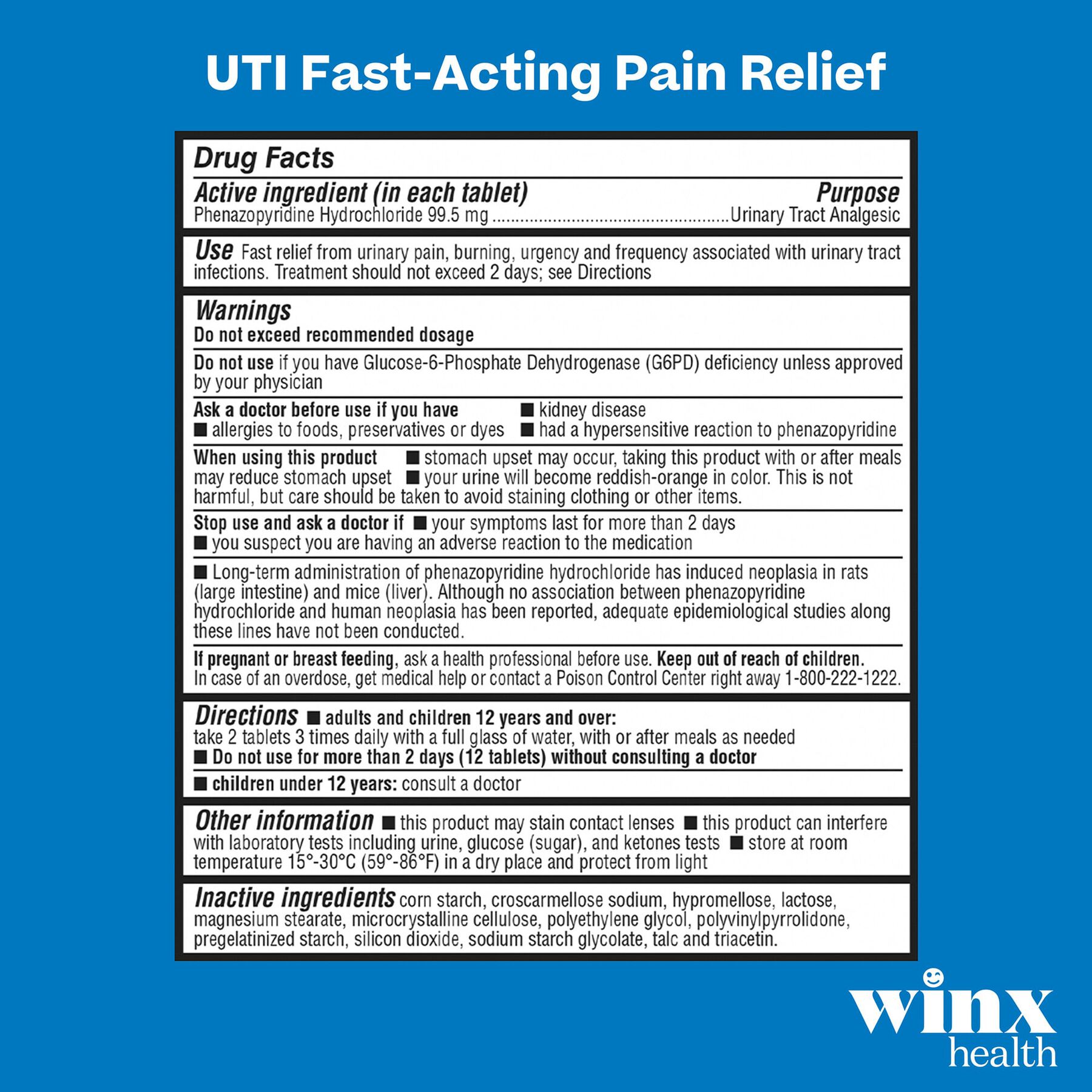 FSA Eligible Winx Health UTI Fast Acting Pain Relief, 24 ct | FSA Store