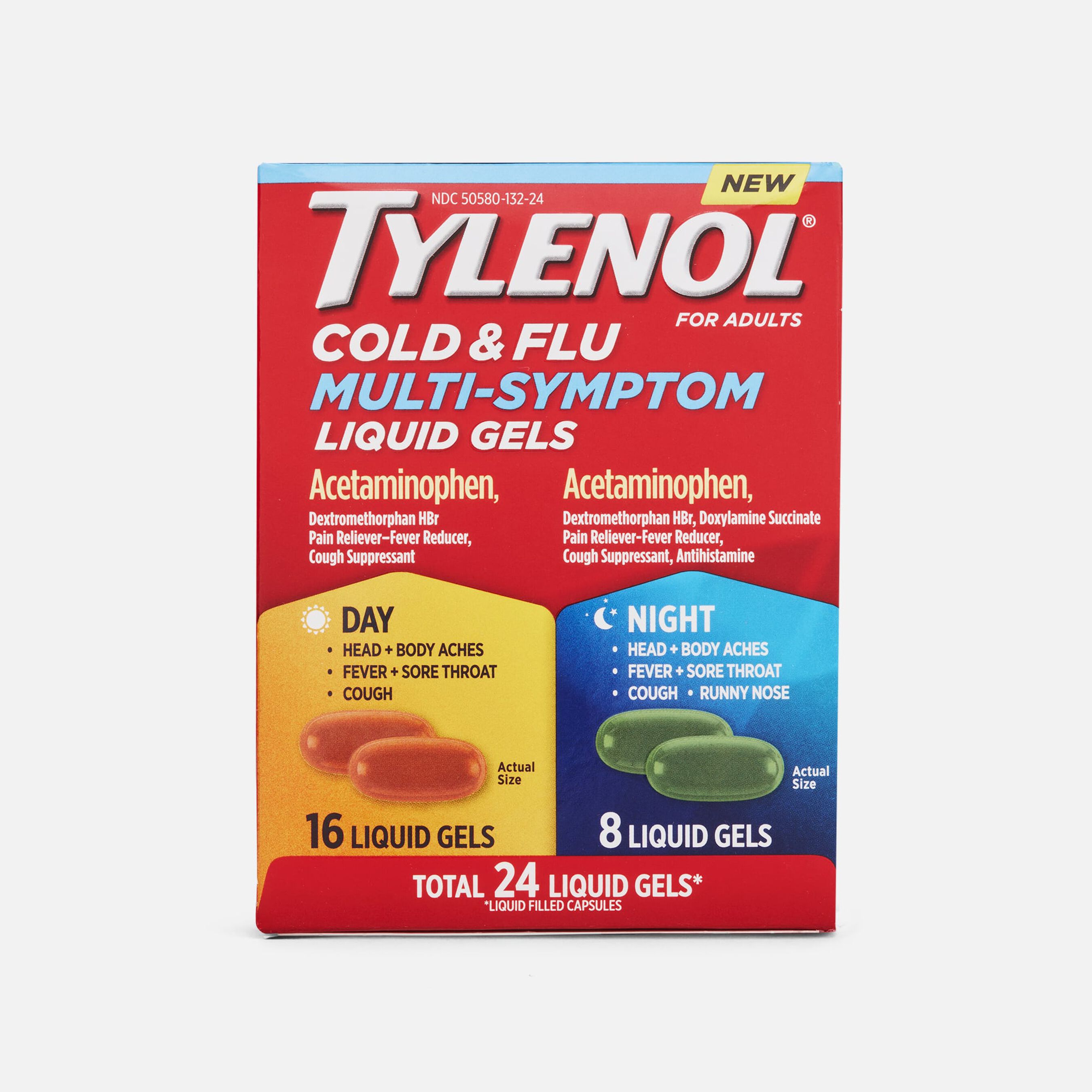 FSA Eligible Tylenol Cold & Flu Multi-Symptom Day & Night Liquid Gels ...