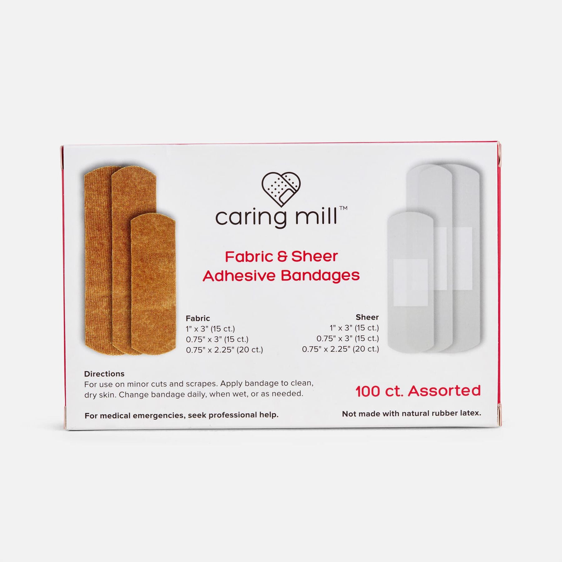 FSA Eligible Caring Mill™ Assorted Bandages, Fabric & Sheer, 100 ct ...