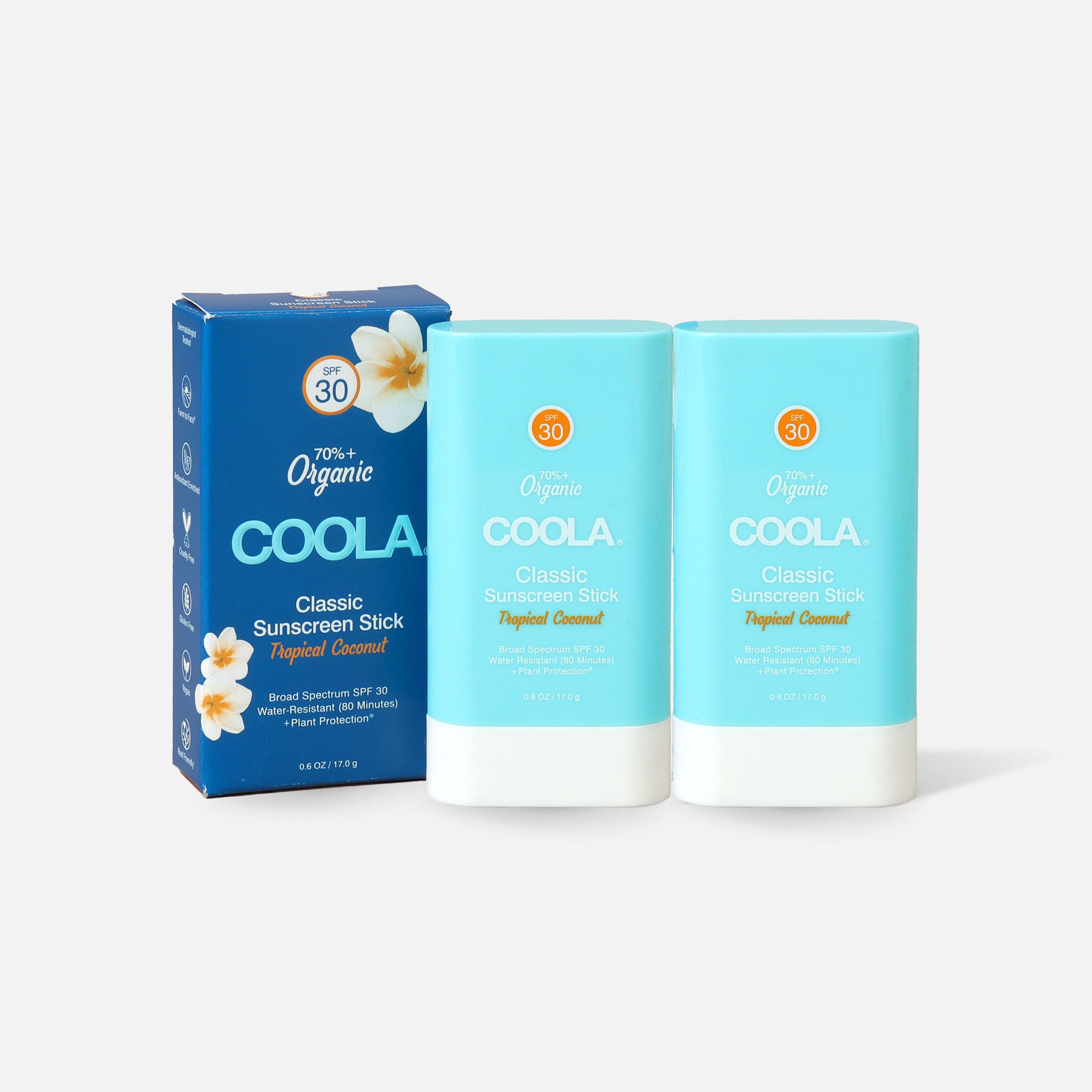 Coola Classic Organic Sunscreen Face & Body Stick SPF 30 Tropical ...