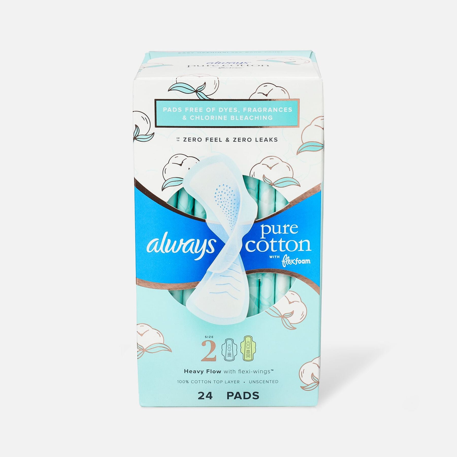 FSA Eligible Always Pure Cotton with FlexFoam Pads for Women Heavy Flow ...