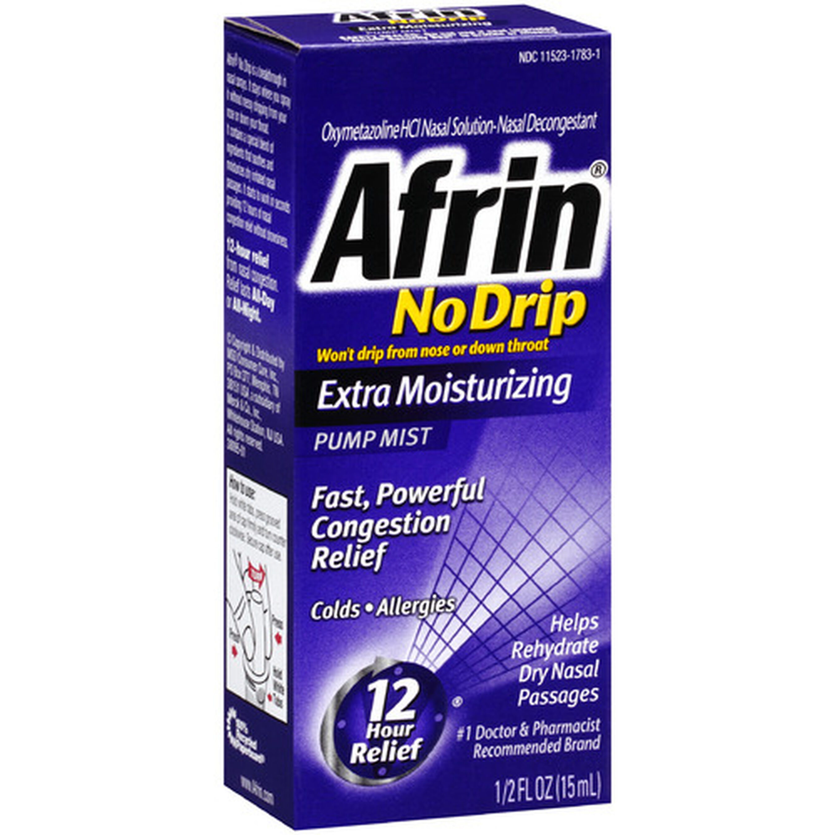 Afrin No Drip 12 Hour Pump Mist, Extra Moisturizing, .5 fl oz.