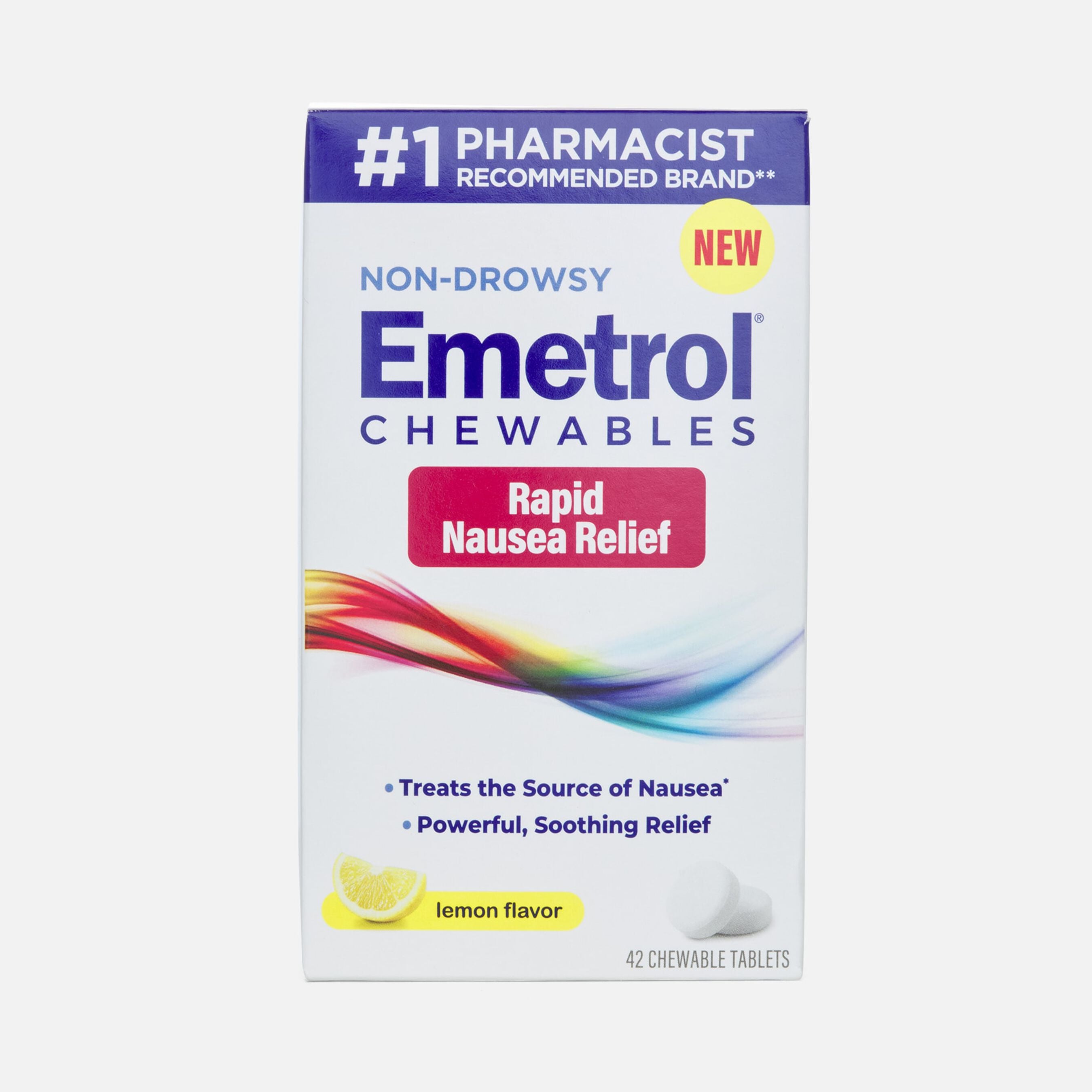 FSA Eligible Emetrol Chewable Tablets for Rapid Nausea Relief, Lemon ...